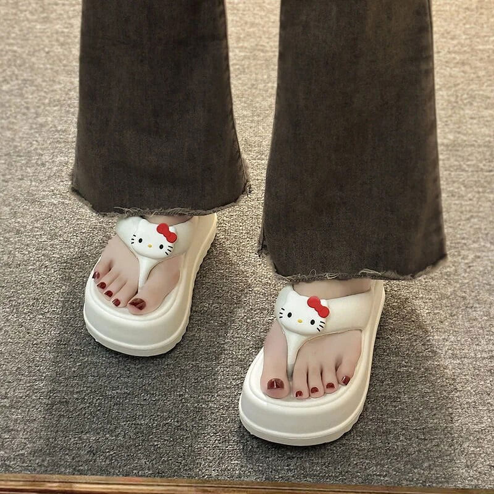 Sanrio Hello Kitty Flip Flops Women Summer Outdoor Platform Shoes ...