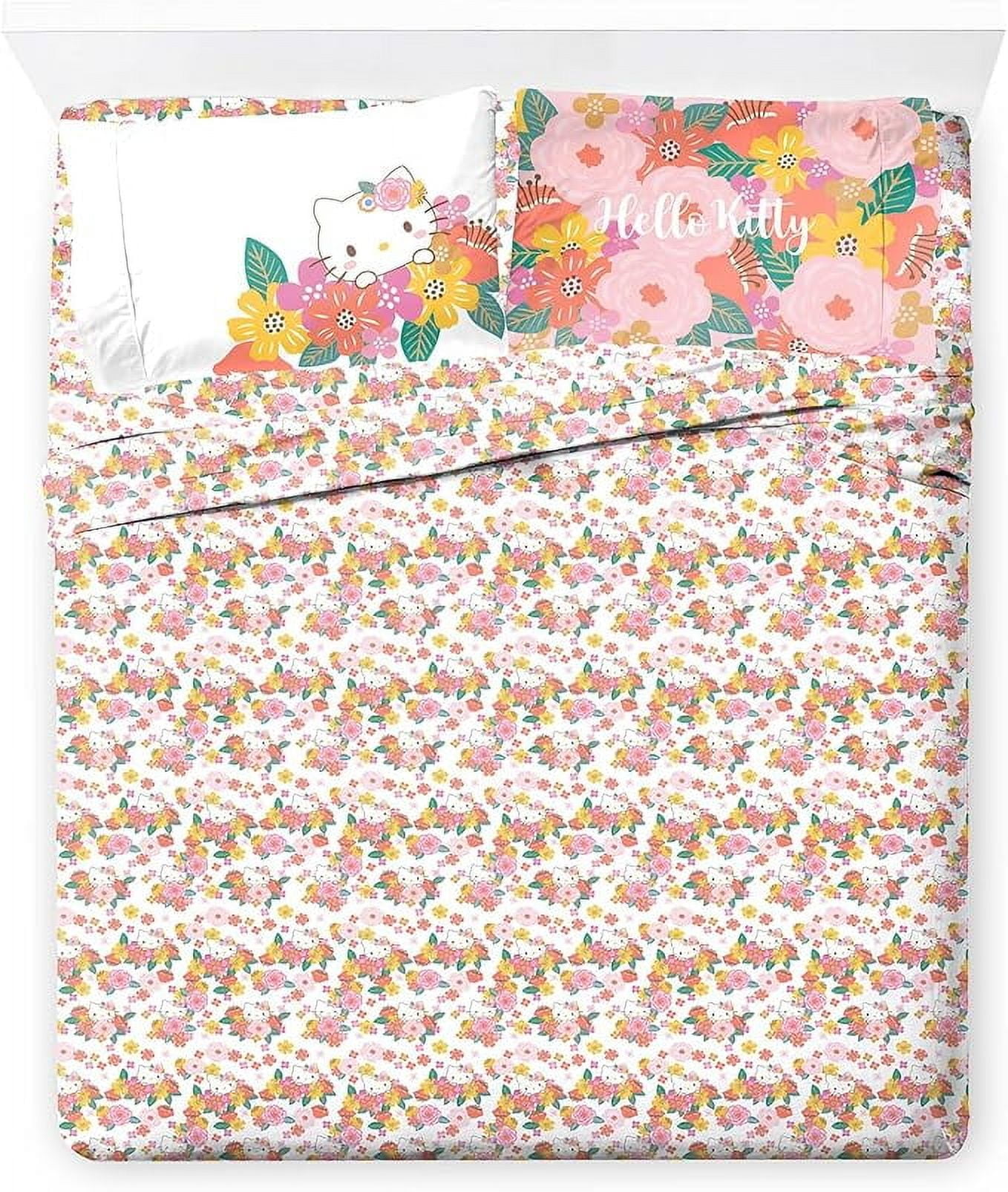 Sanrio, Hello Kitty Floral Grace Queen Sheet Set, 4pc, Microfiber ...