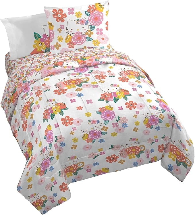 Sanrio Hello Kitty Floral Grace 7 Piece King Size Comforter Set with ...