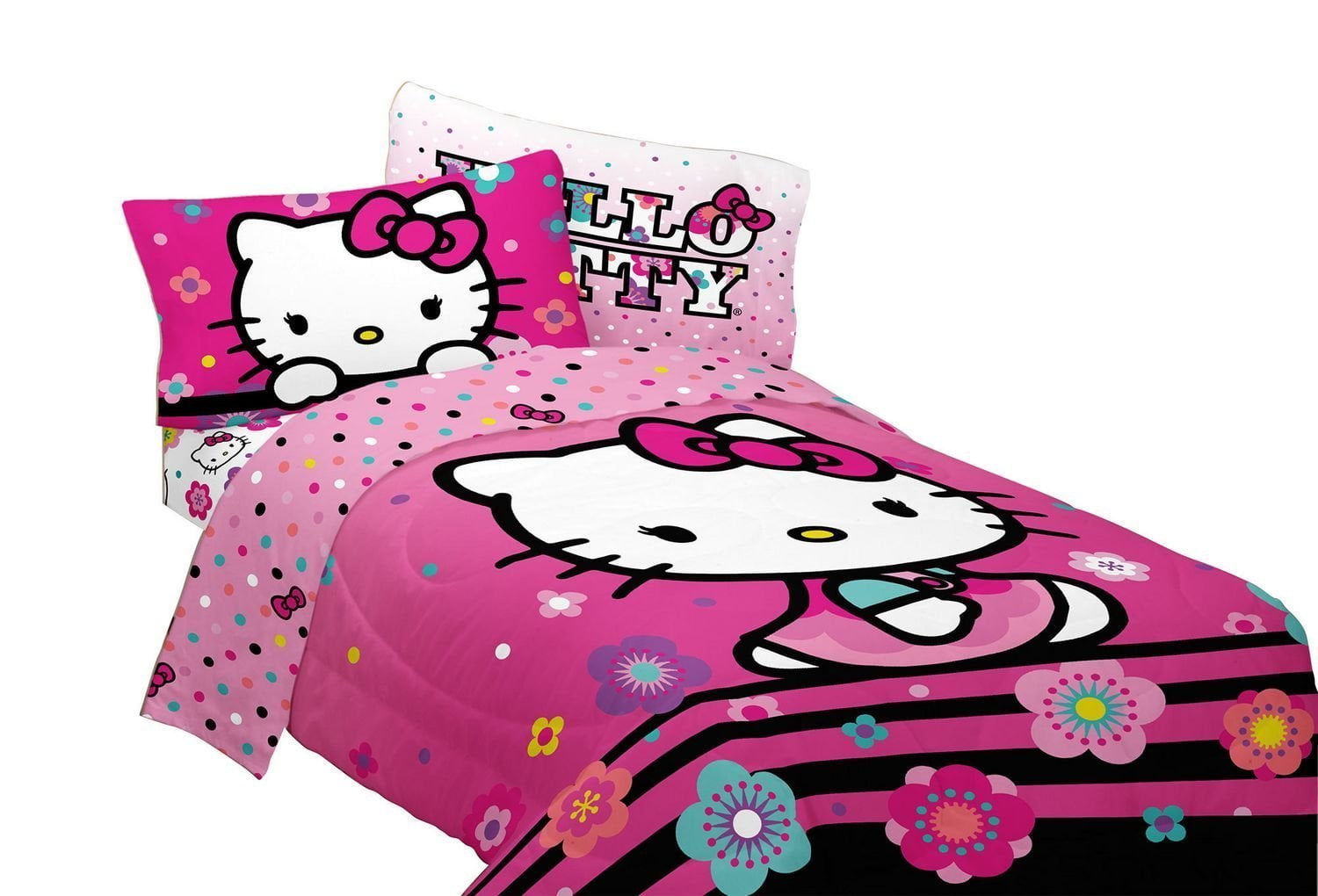 Sanrio Hello Kitty Floral Ombre Bedding Sheet Set - Walmart.com