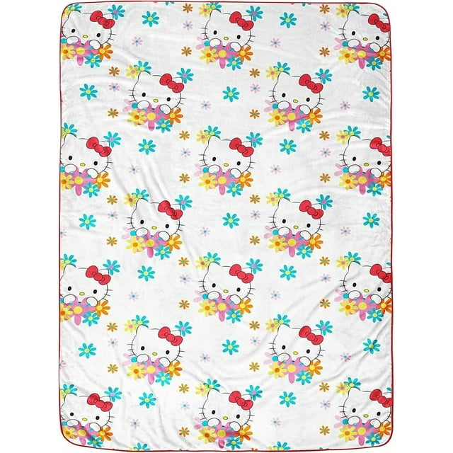 Sanrio Hello Kitty Flowers & Kittens 60 x 90 Silk Touch Throw Blanket ...