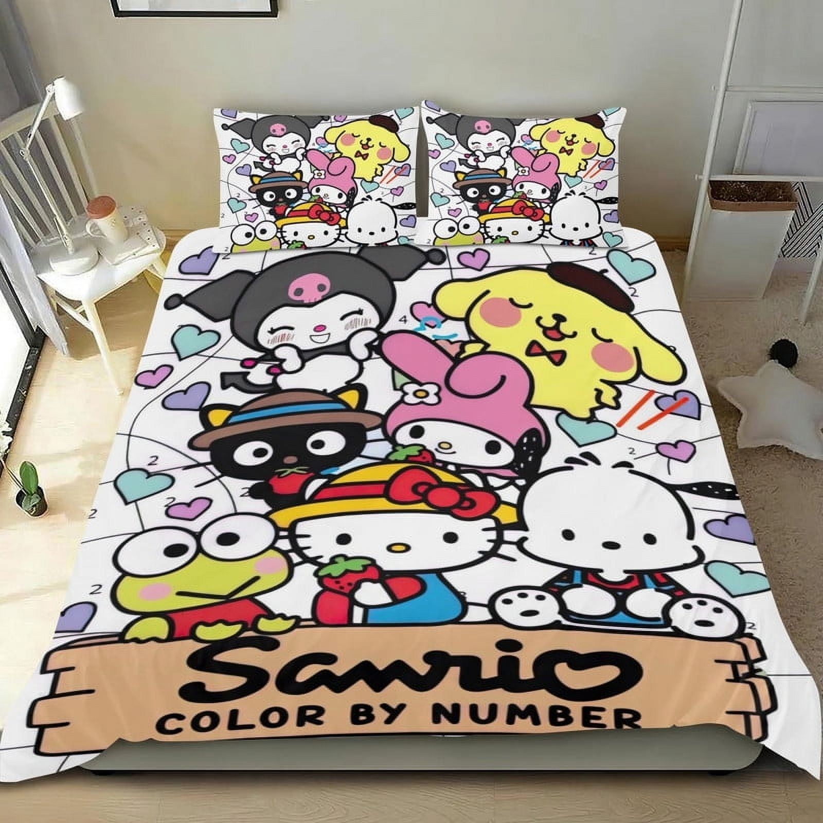 Sanrio Hello Kitty and Friends Cartoon 3 Piece Bedding Set Comforter ...