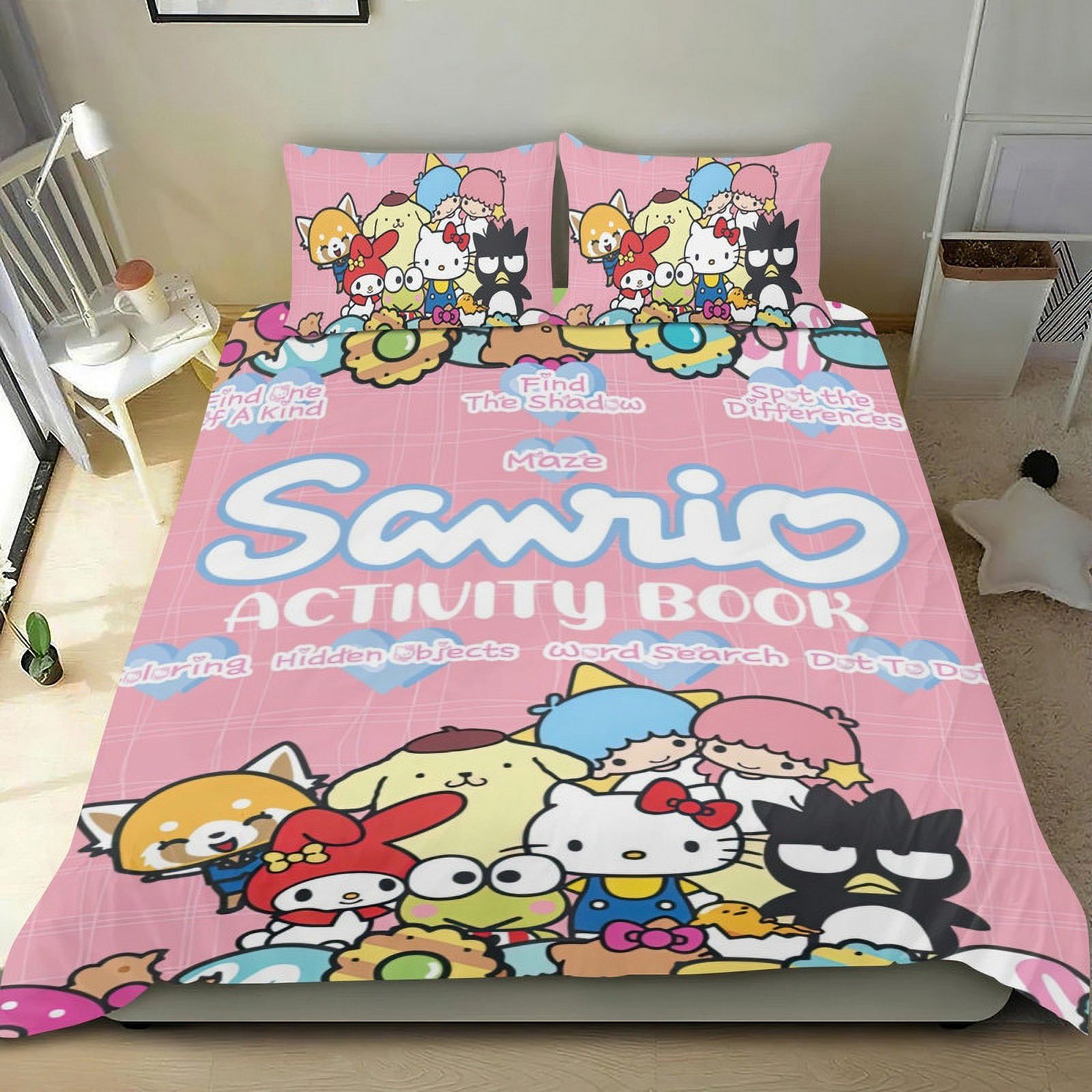 Sanrio Hello Kitty and Friends Comforter Set Cartoon 3 Piece Bedding ...