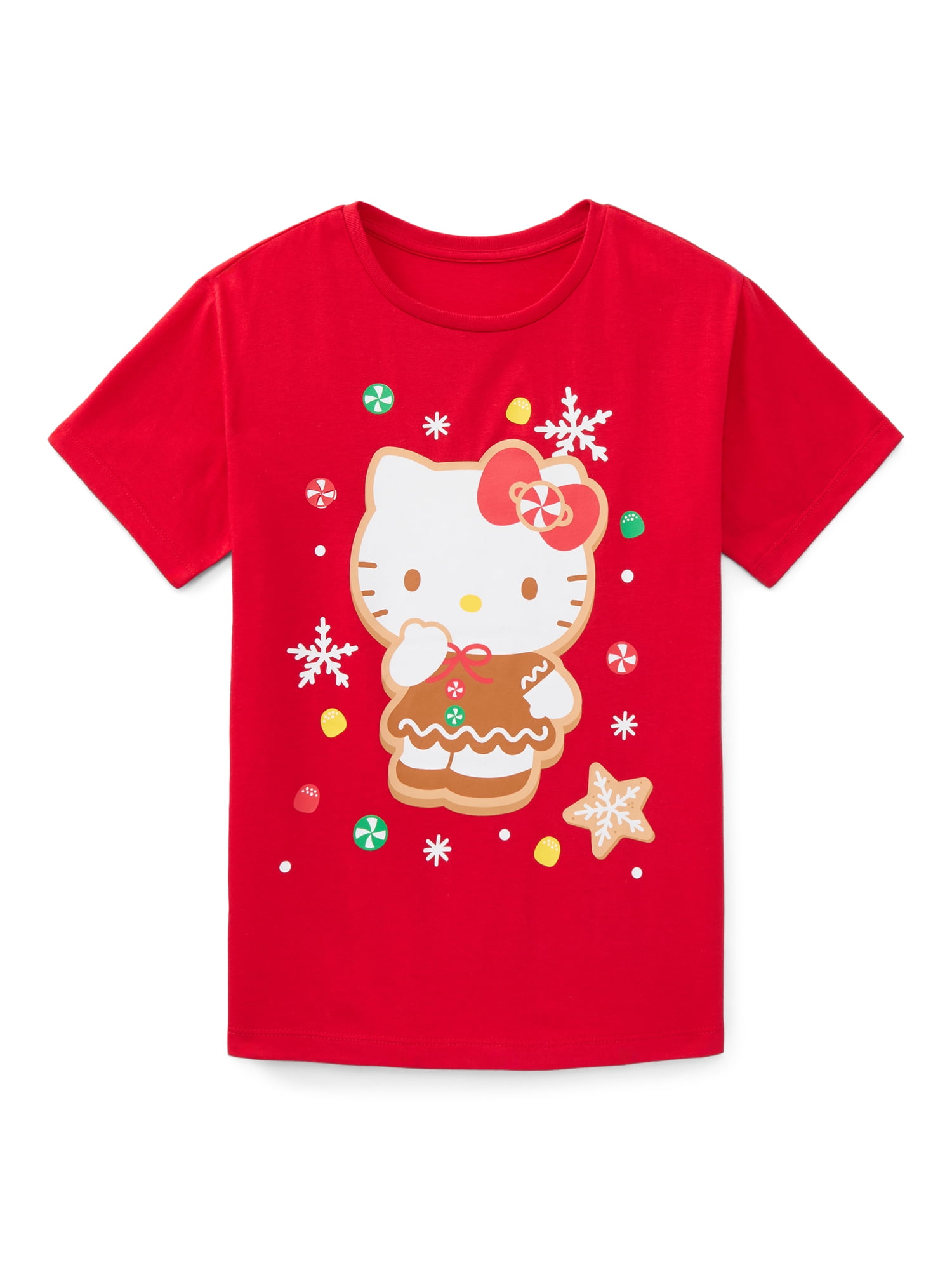 Sanrio Hello Kitty Gingerbread Girls Graphic Tee with Short Sleeves ...