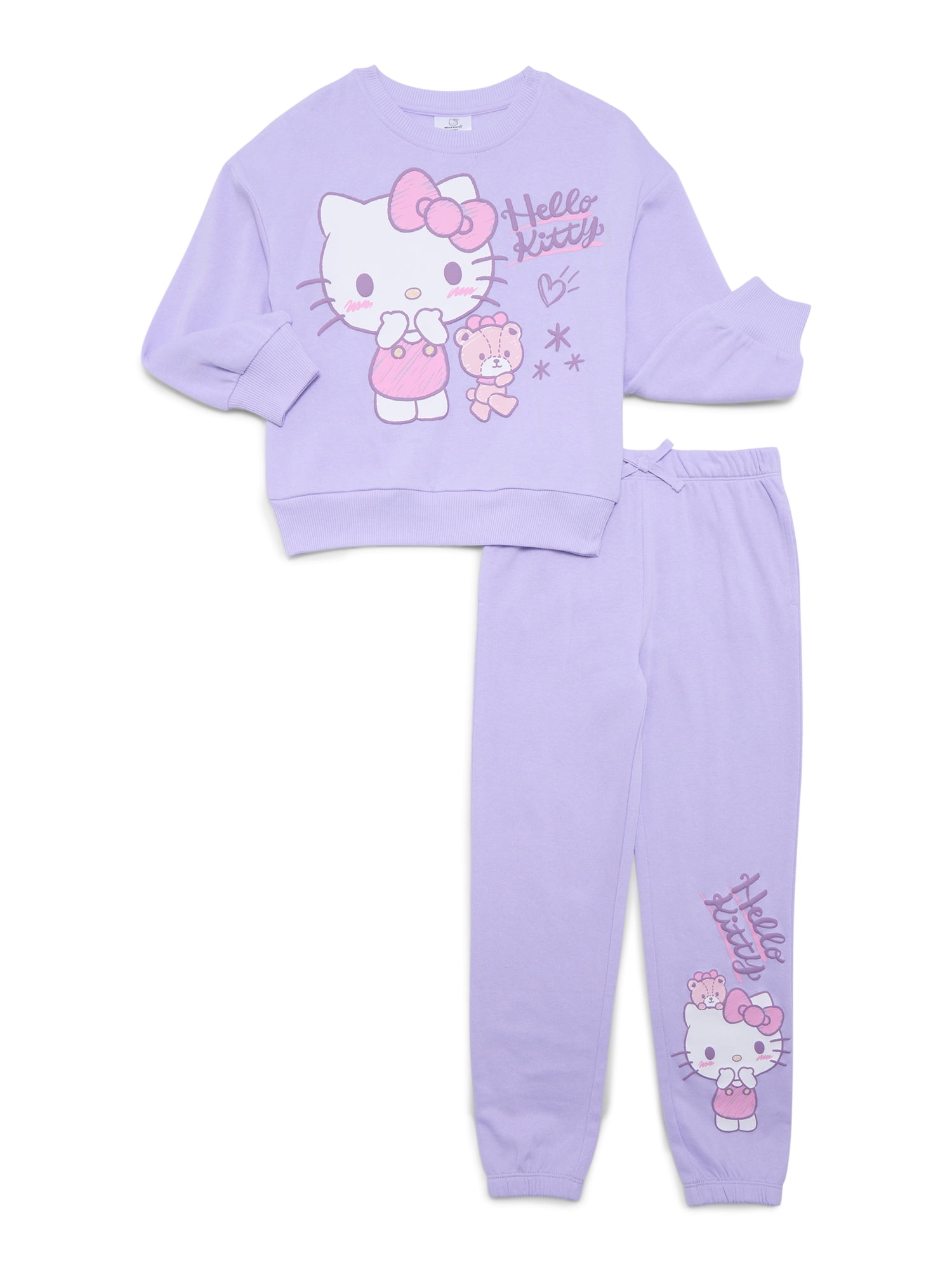 Hello Kitty Kids Graphic Fleece Sweatshirt and Jogger Set, 2 Piece ...