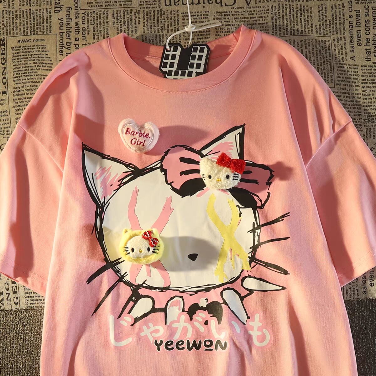 Sanrio Hello Kitty Goth Trend Short Sleeve T-shirts Couple Cartoon ...