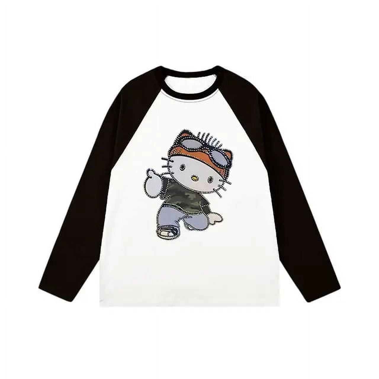 Sanrio Hello Kitty Hip Hop Splicing Fun Design Long Sleeve T-shirt ...