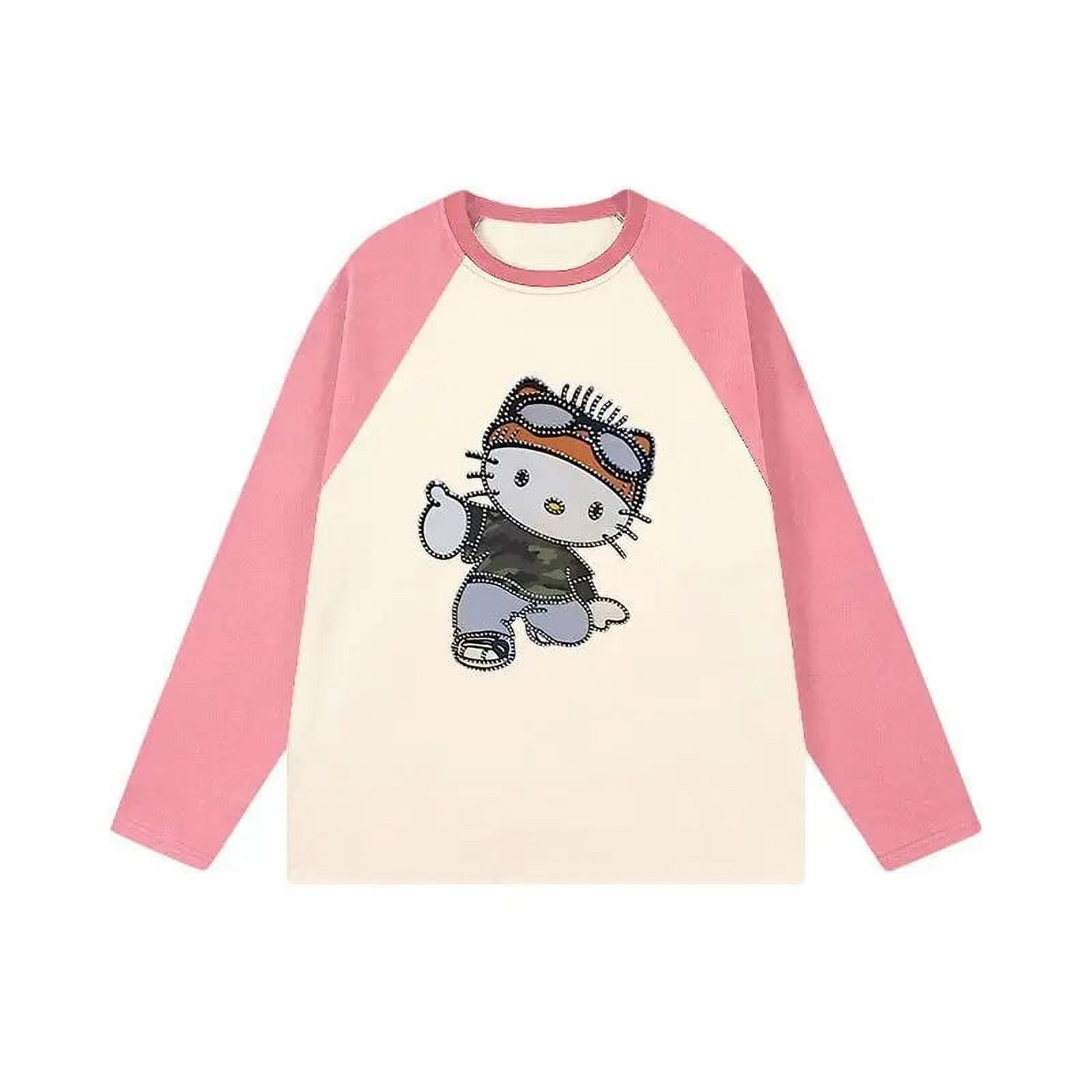Sanrio Hello Kitty Hip Hop Splicing Fun Design Long Sleeve T-shirt ...