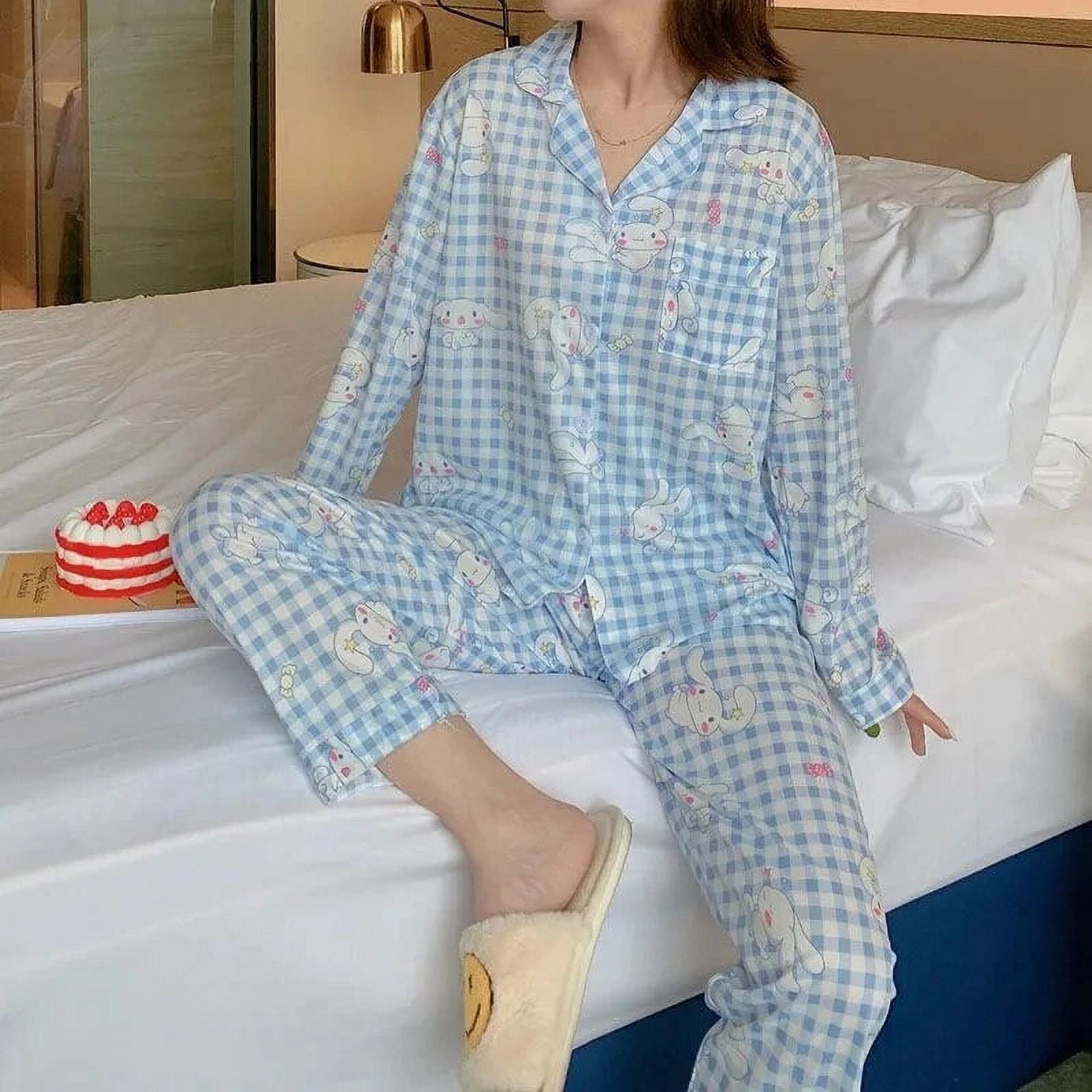 Sanrio Hello Kitty Home Clothes Spring Pink Pajamas Suit Women 2 Piece ...