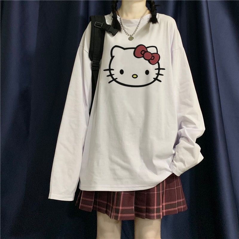 Sanrio Hello Kitty Hoodies Kawaii Women Lace Cinnamoroll Sweatshirt ...