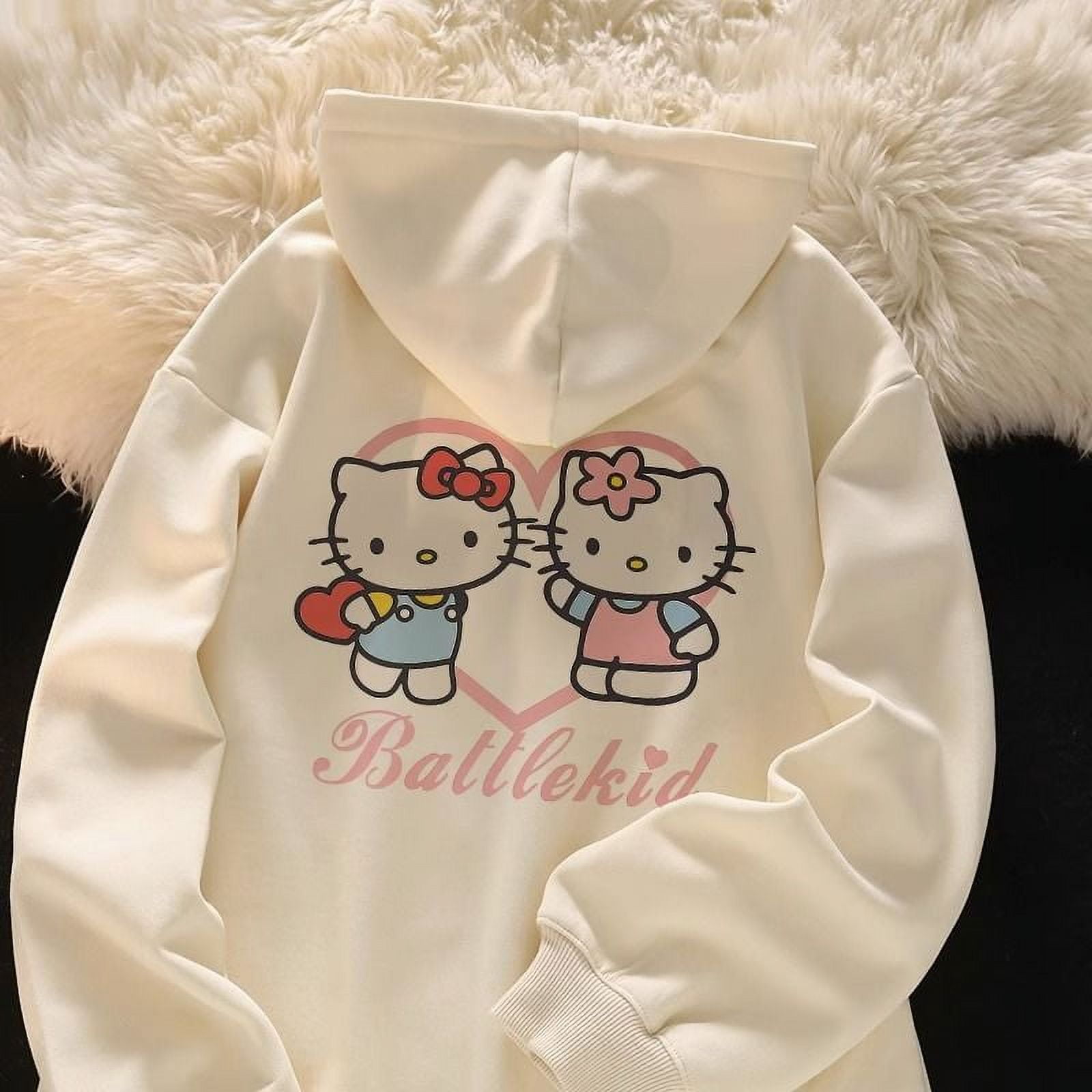 Sanrio Hello Kitty Jacket Y2k 2000s Hooded Zip Up White Hoodie Youngful ...