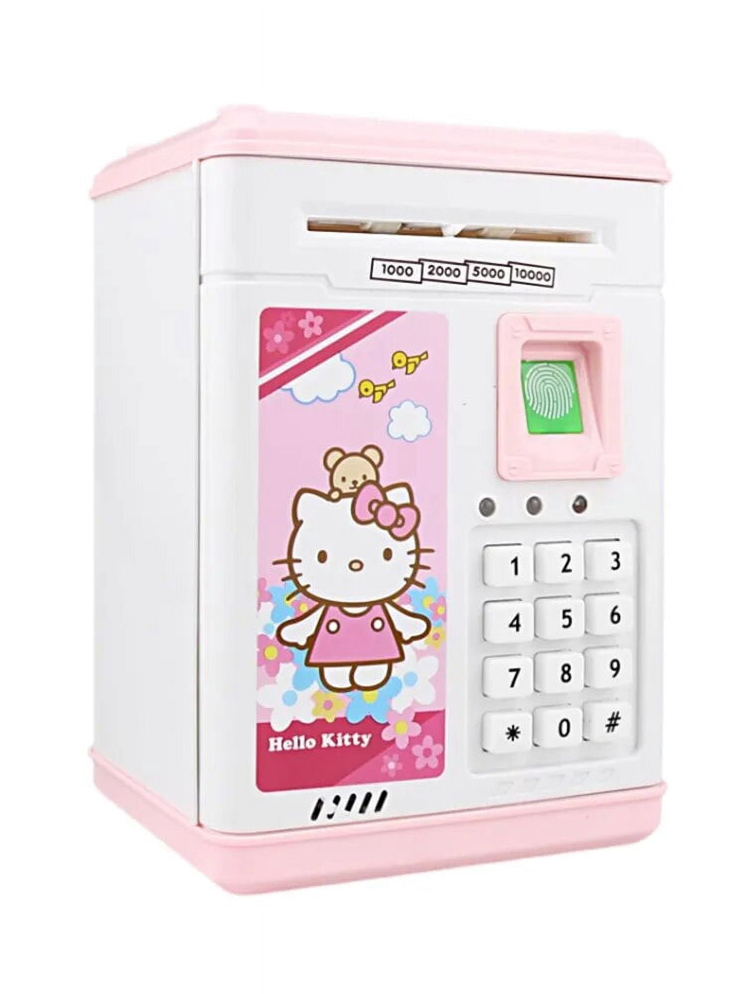 Sanrio Hello Kitty Kawaii Cartoon Fingerprint Piggy Bank Automatic Cash ...