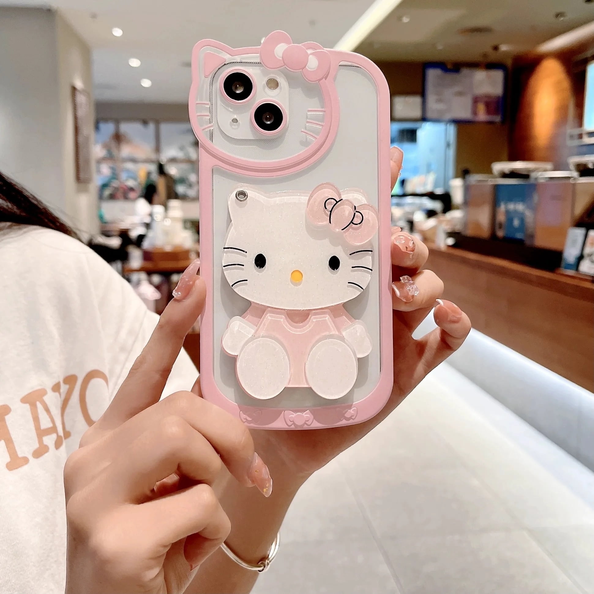 Sanrio Hello Kitty Kawaii KT Head Mirror Phone Case For iPhone 15 14 13 ...