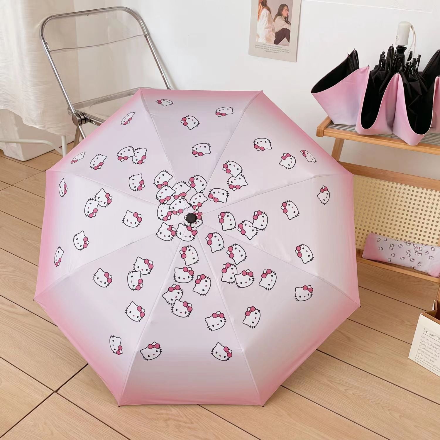 Sanrio Hello Kitty Kawaii Umbrella Cartoon Kitty Cat Manual Automatic ...