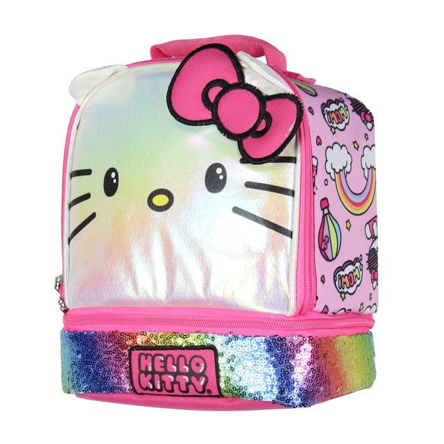 Sanrio Hello Kitty Kids Lunch Box 3-D Ears and Rainbow Sequins ...