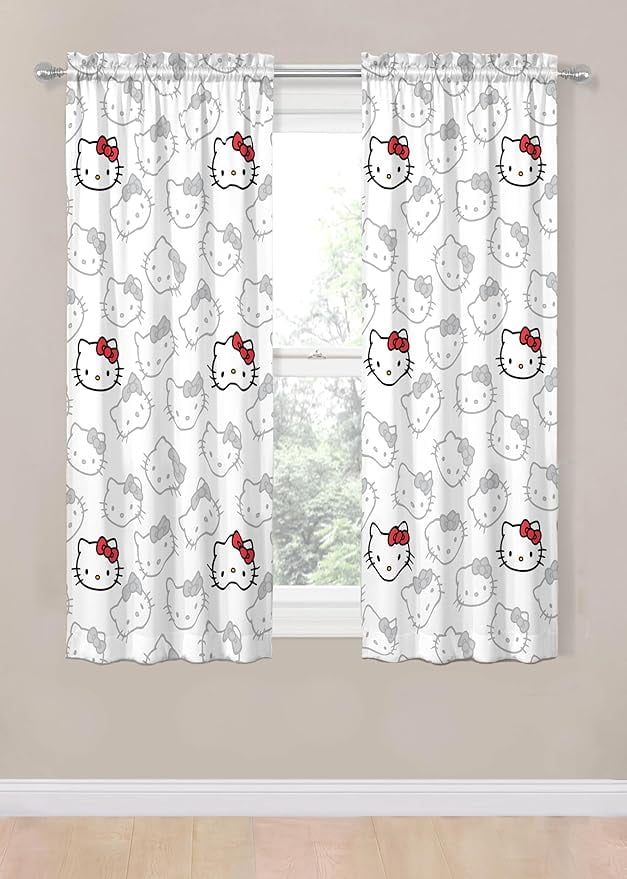 Sanrio Hello Kitty Kitty Kat 2 Panel Curtain Set, 63 Inch Long ...