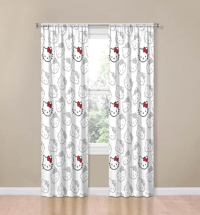Sanrio Hello Kitty Kitty Kat 2 Panel Curtain Set, 84 Inch Long - Girly ...