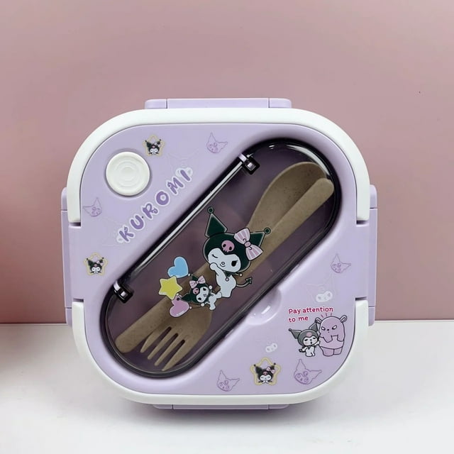Sanrio Hello Kitty Kuromi Cinnamoroll Plastic Lunch Box Bring Cutlery ...