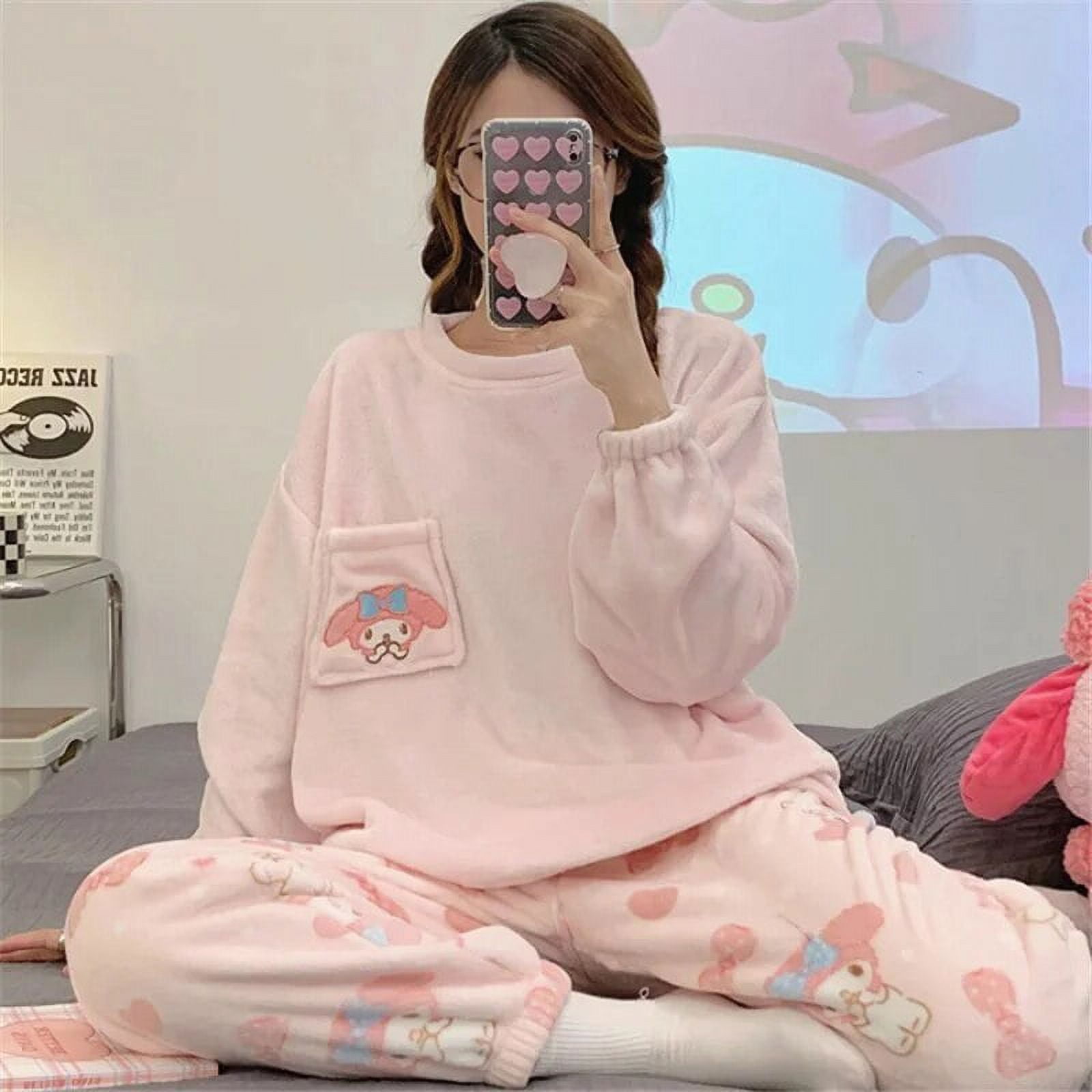 Sanrio Hello Kitty Kuromi My Melody Pochacco Pajamas Set Cute Cartoon Y2k Kawaii Ins Female ...
