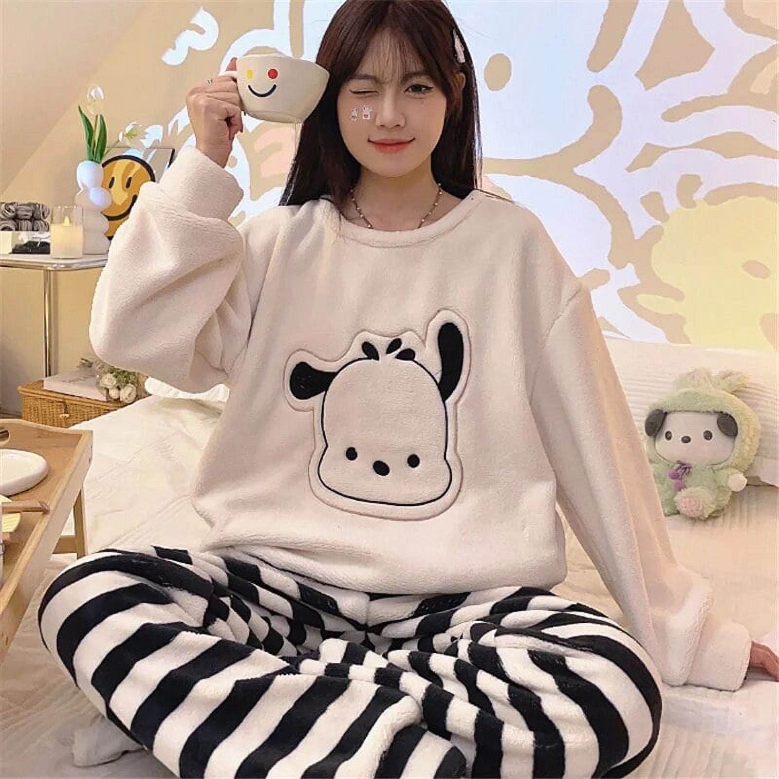 Sanrio Hello Kitty Kuromi My Melody Pochacco Pajamas Set Cute Cartoon Y2k Kawaii Ins Female ...
