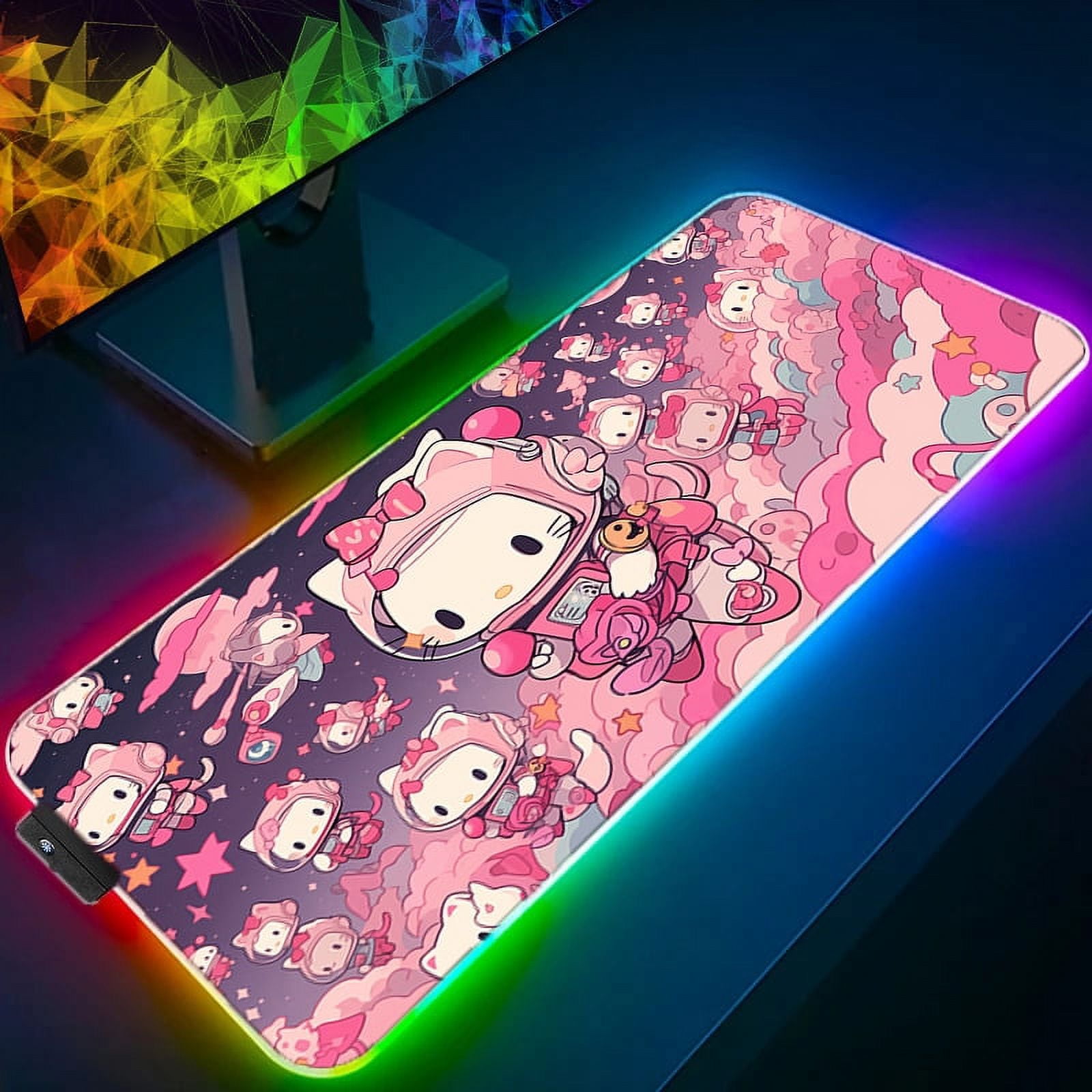 Sanrio Hello Kitty LED Kawaii Luminous Mouse Pad Computer Gamer Cabinet ...