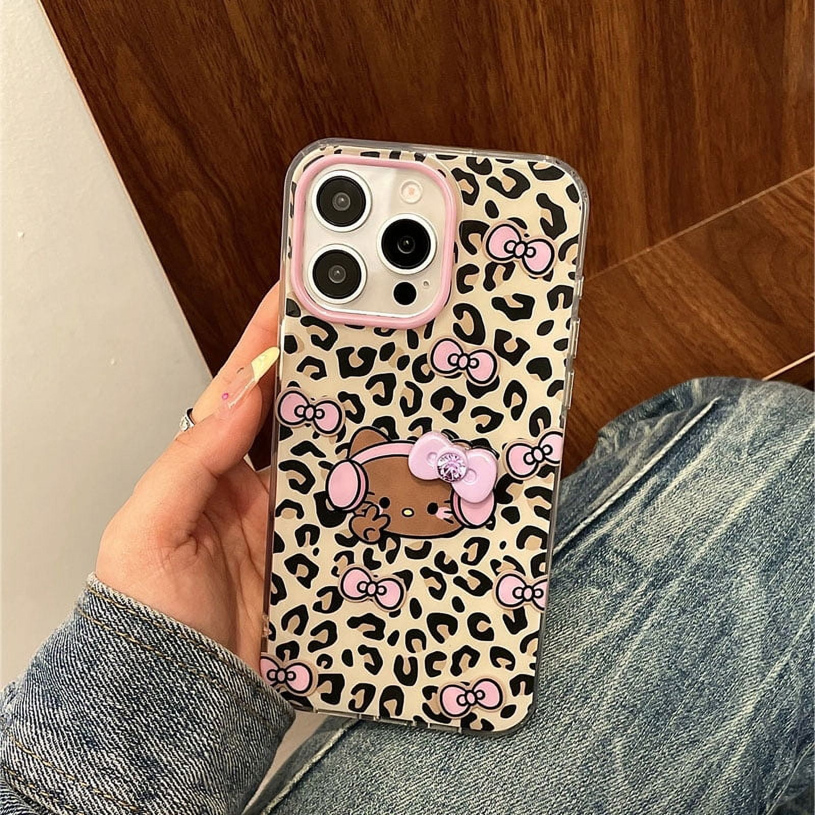 Sanrio Hello Kitty Leopard Print Headphones KT Phone Case For iPhone 16 ...