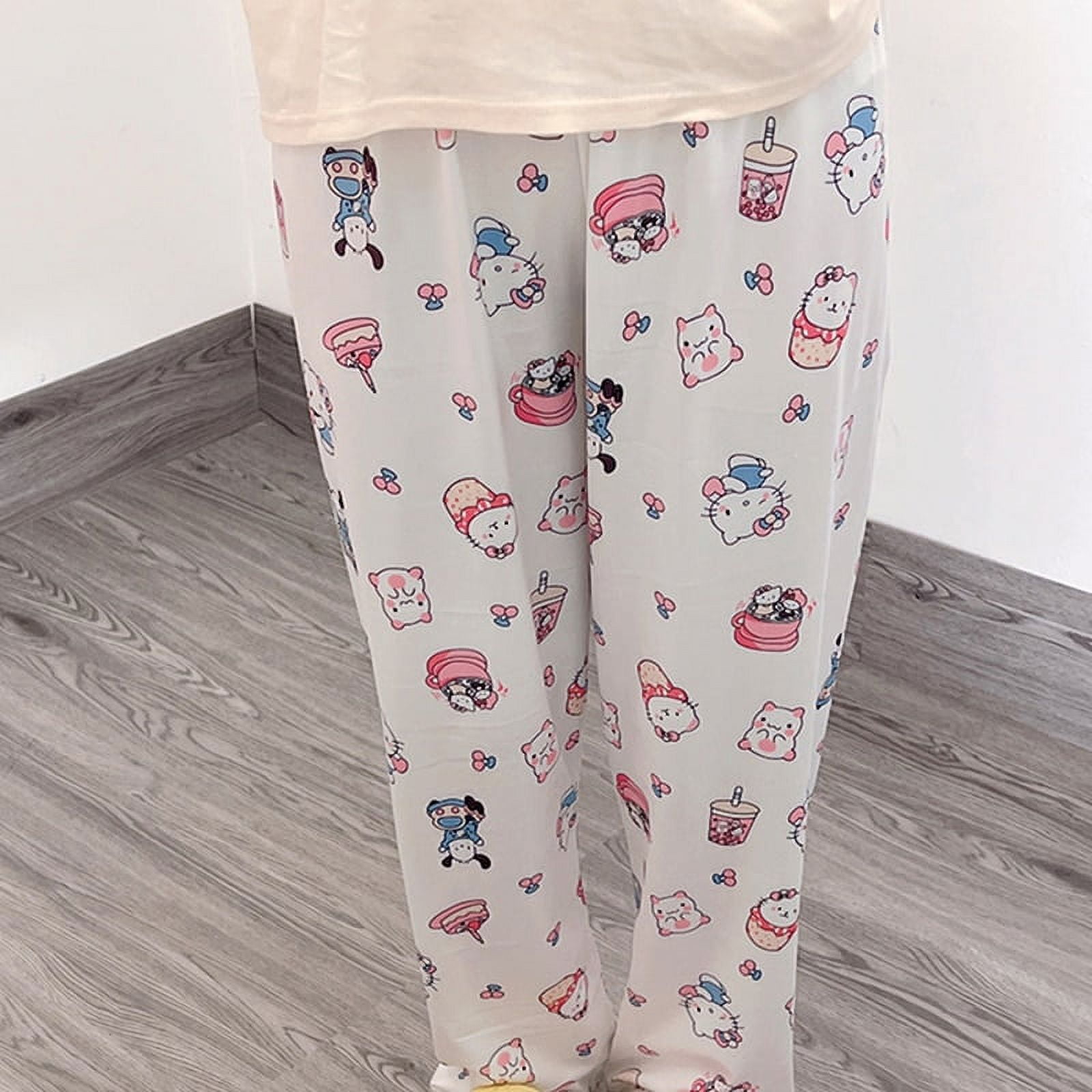 Sanrio Hello Kitty Long Pants Kawaii Cute Cartoon Girl Wide Leg Pants ...