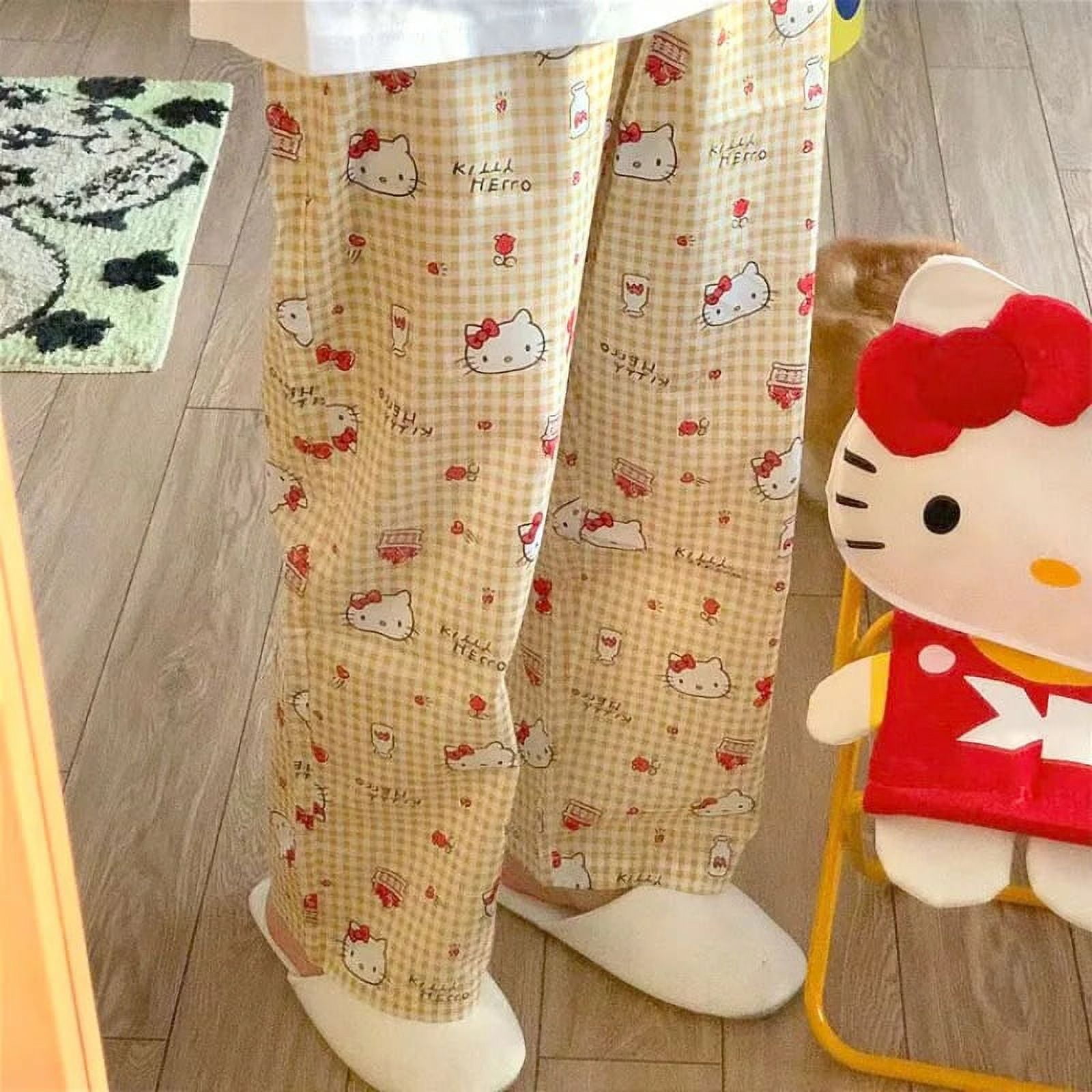 Sanrio Hello Kitty Long Pants Kawaii Cute Cartoon Girl Wide Leg Pants ...