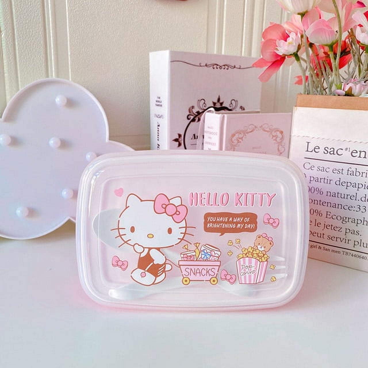 Sanrio Hello Kitty Lunch Box Kawaii Cinnamoroll Kuromi Microwaveable Lattice Food Storage