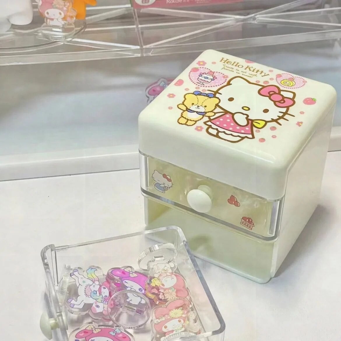 Sanrio Hello Kitty Melody Cinnamoroll Sleeve Double Layer Drawer Flap ...