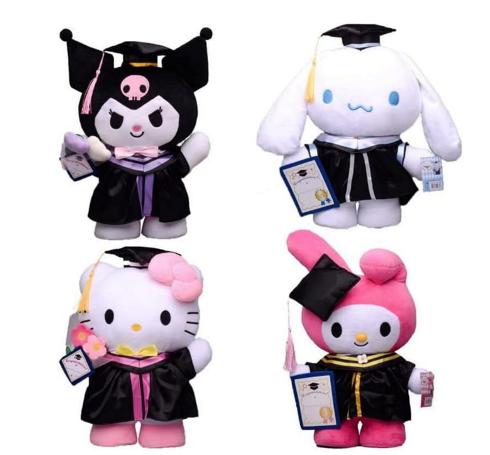 Sanrio Hello Kitty, Melody, Kuromi and Cinnamoroll Graduation Plush Set ...