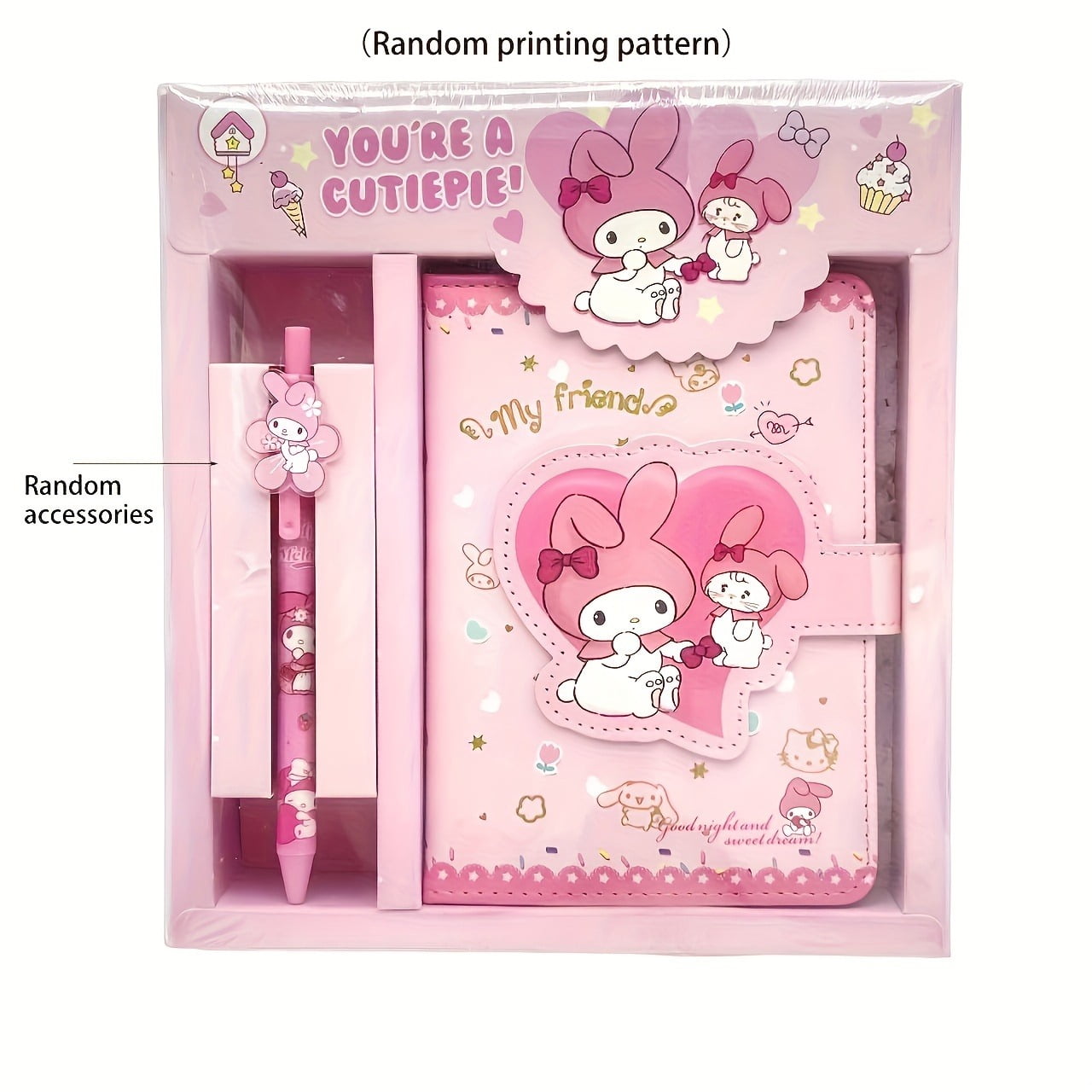 Sanrio Hello Kitty Melody Kuromi Cinnamoroll Notebook Sets, Cartoon PU ...