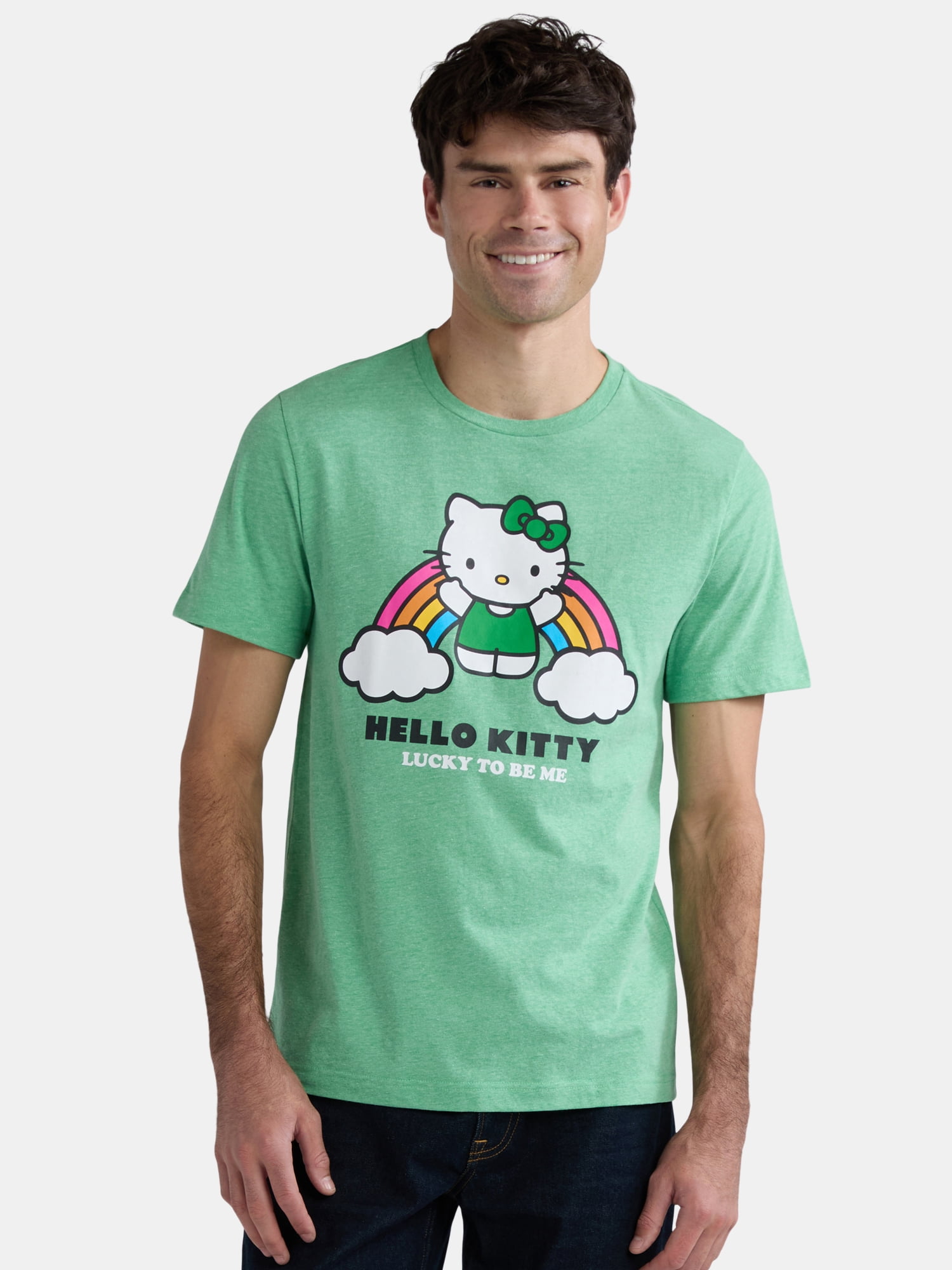 Sanrio Hello Kitty Men's & Big Men's Saint Patrick's Day Graphic Tee ...