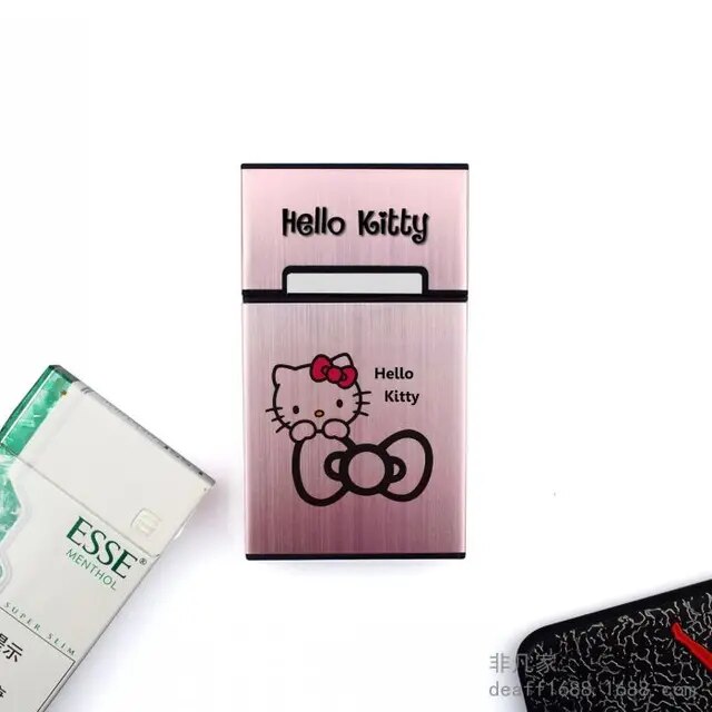 Sanrio Hello Kitty Metal Cigarette Case Automatic Flip Cartoon Anime ...