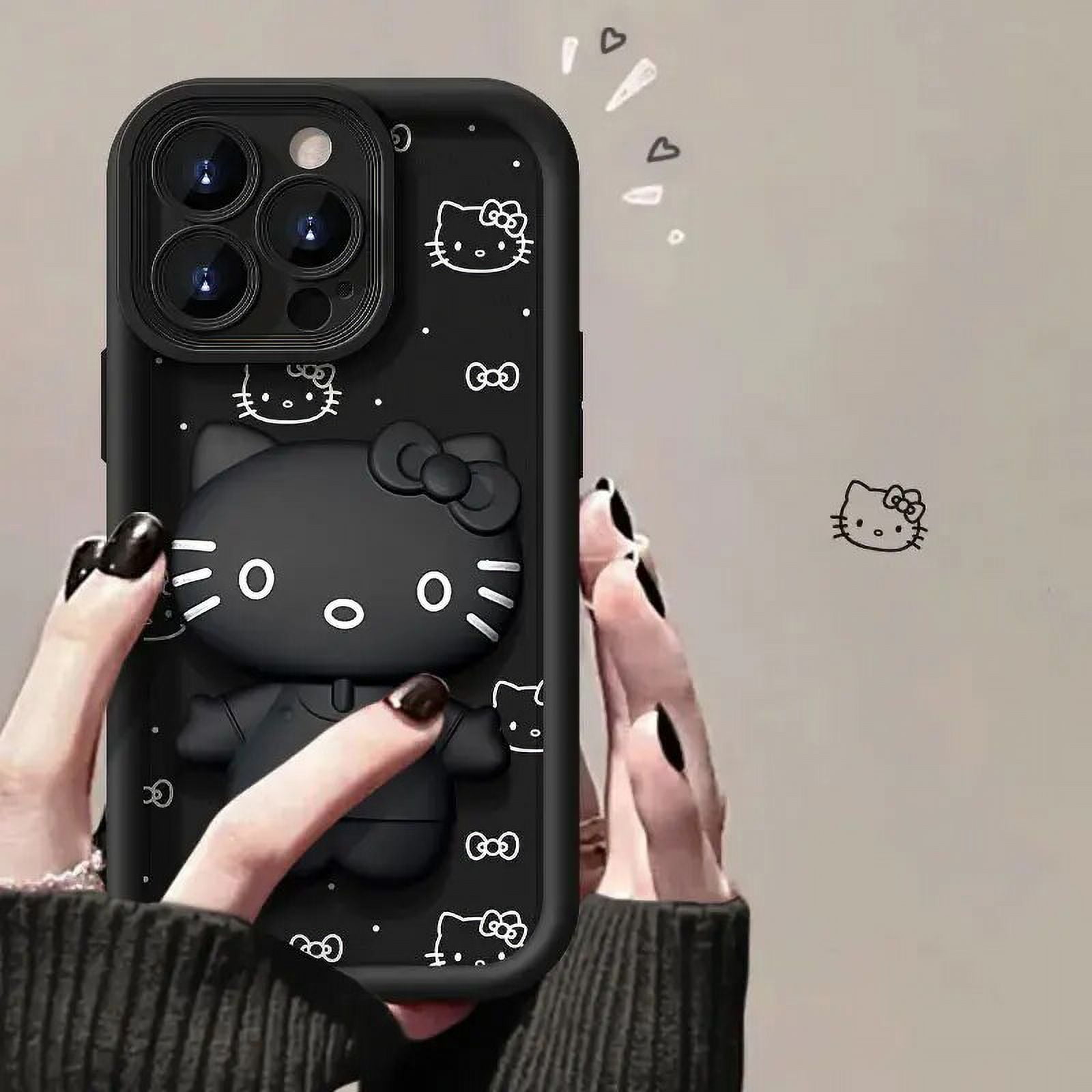 Sanrio Hello Kitty Mirror Bracket Silicone Case For iPhone 15 14 13 11 ...