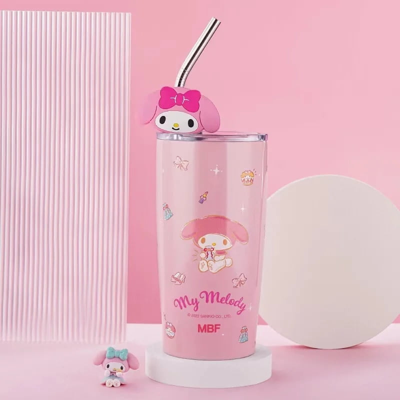 Sanrio Hello Kitty My Melody Cinnamoroll Kuromi Thermos Cup 304 Stainless Steel 600ml Large ...