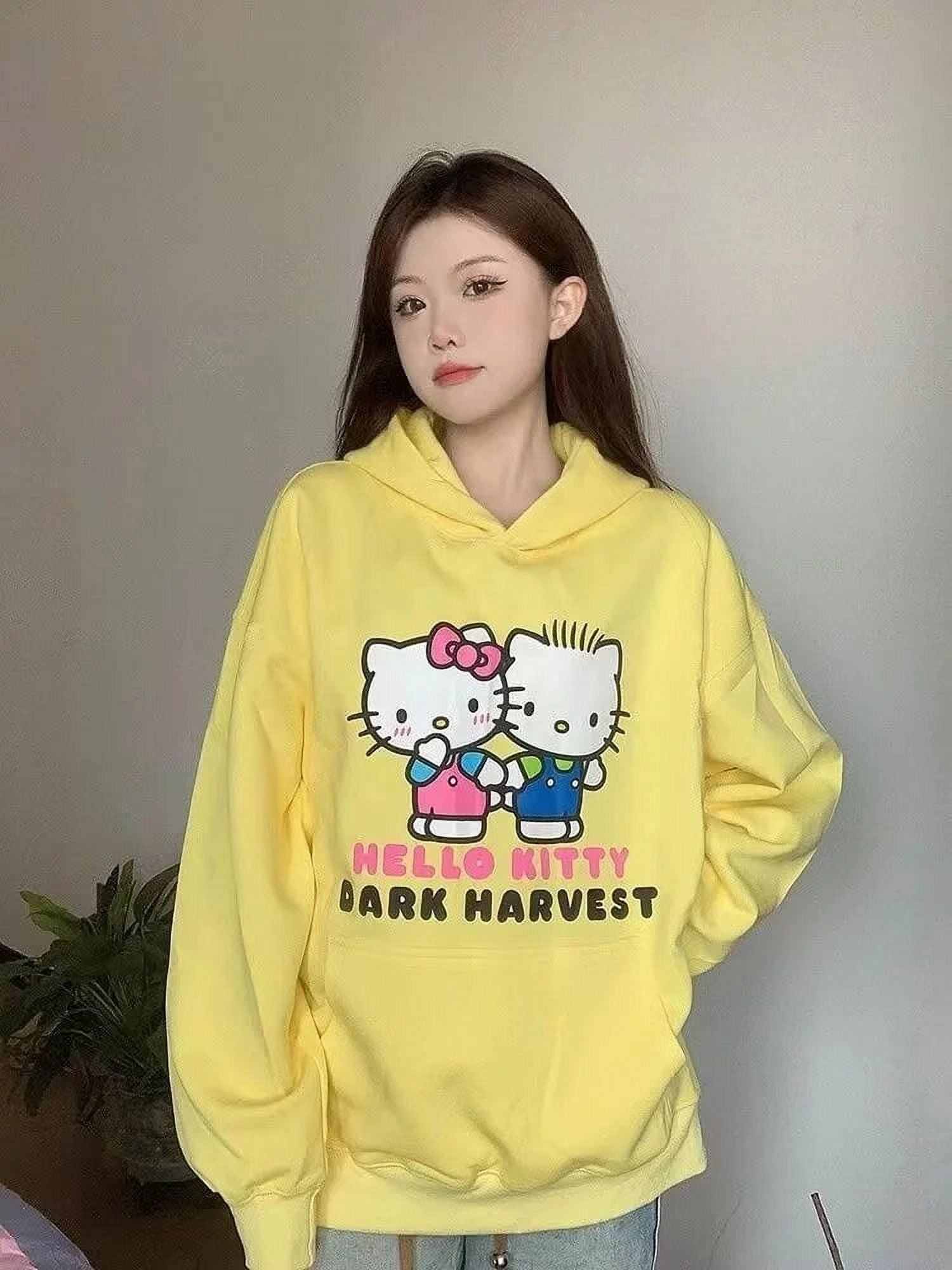Sanrio Hello Kitty New Anime Print Cotton Hooded Sweatshirt For Women's ...