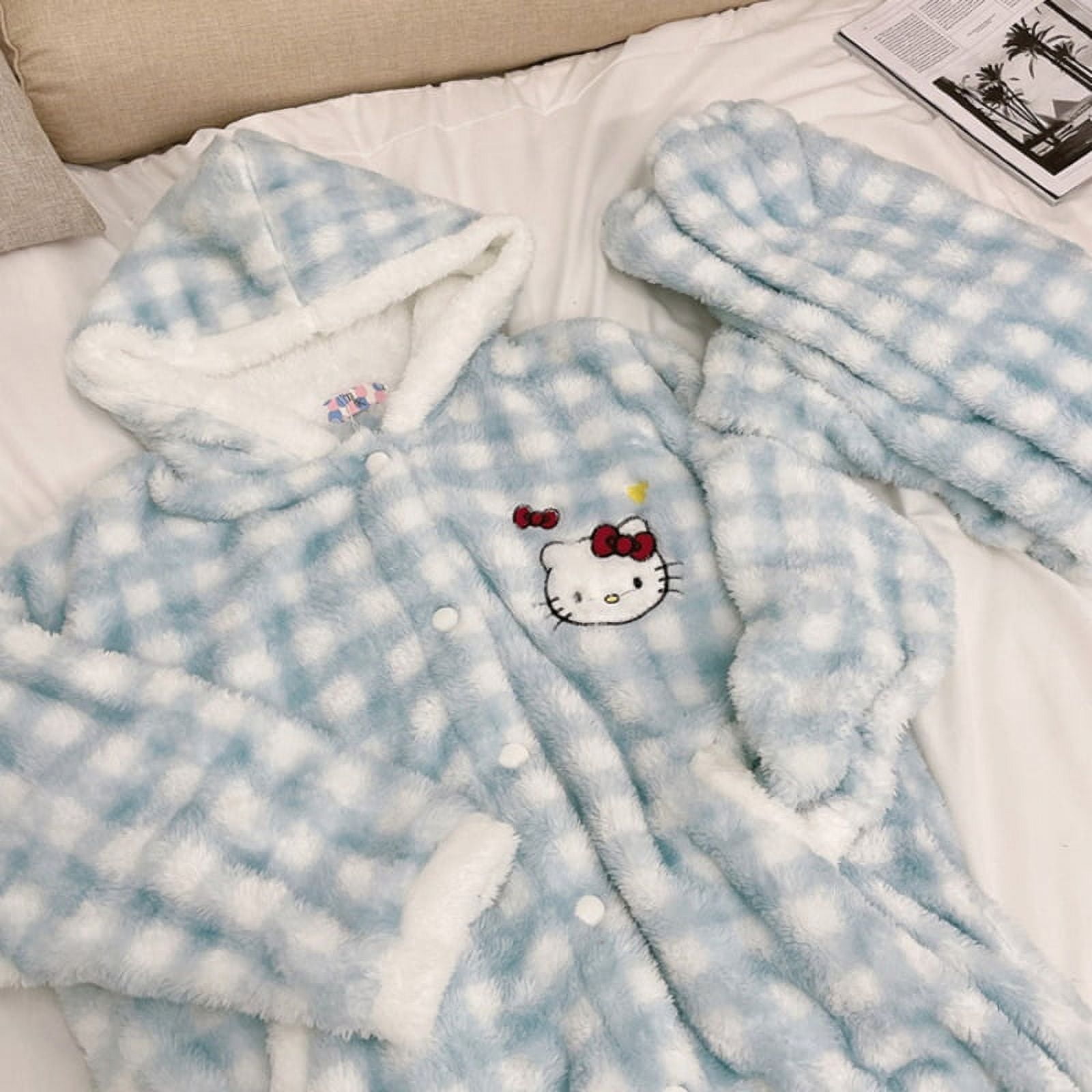 Sanrio Hello Kitty New Home Clothes Y2k Plush Pajamas 2 Piece Set Women ...