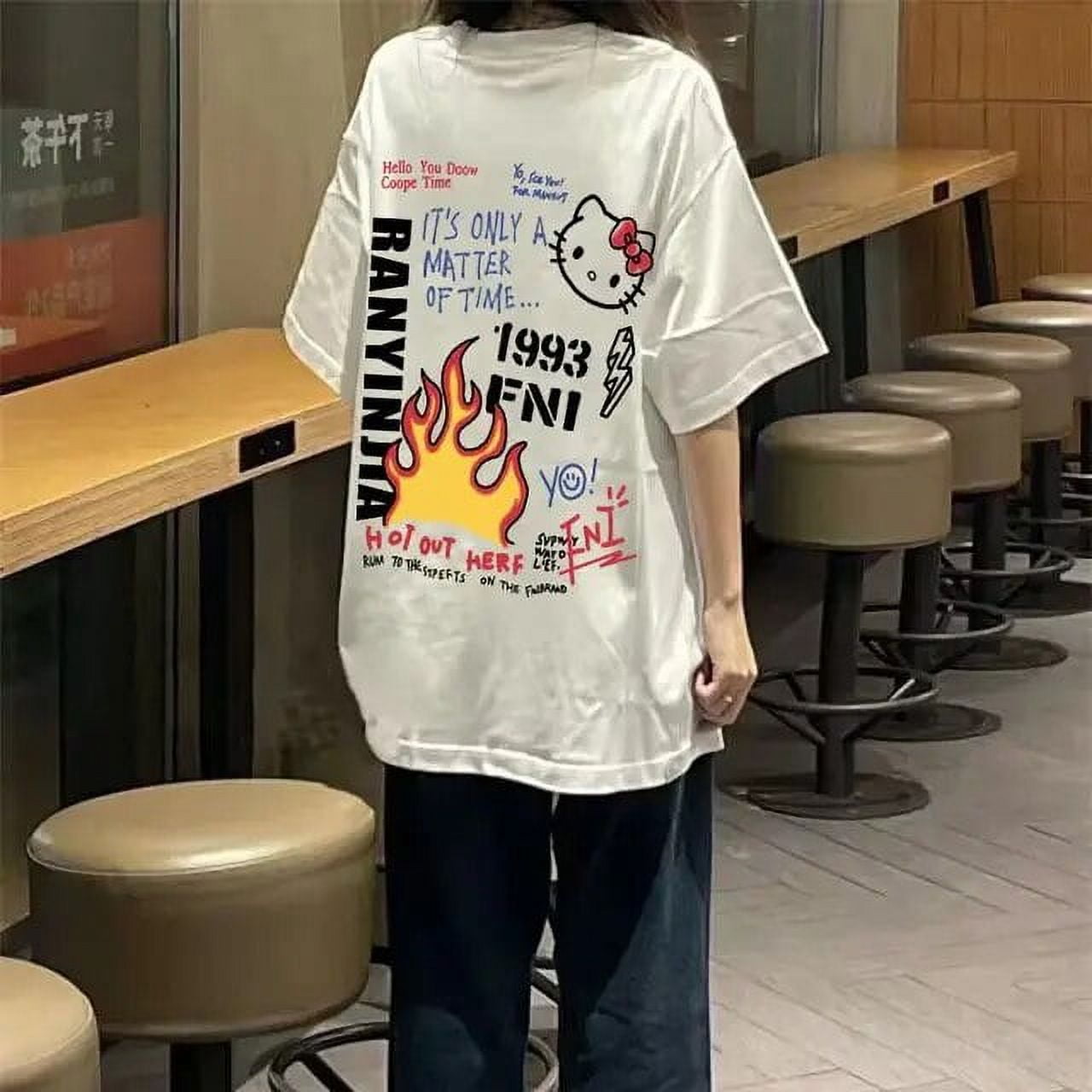 Sanrio Hello Kitty New Streetwear Short Sleeve T-shirts Women Cartoon ...