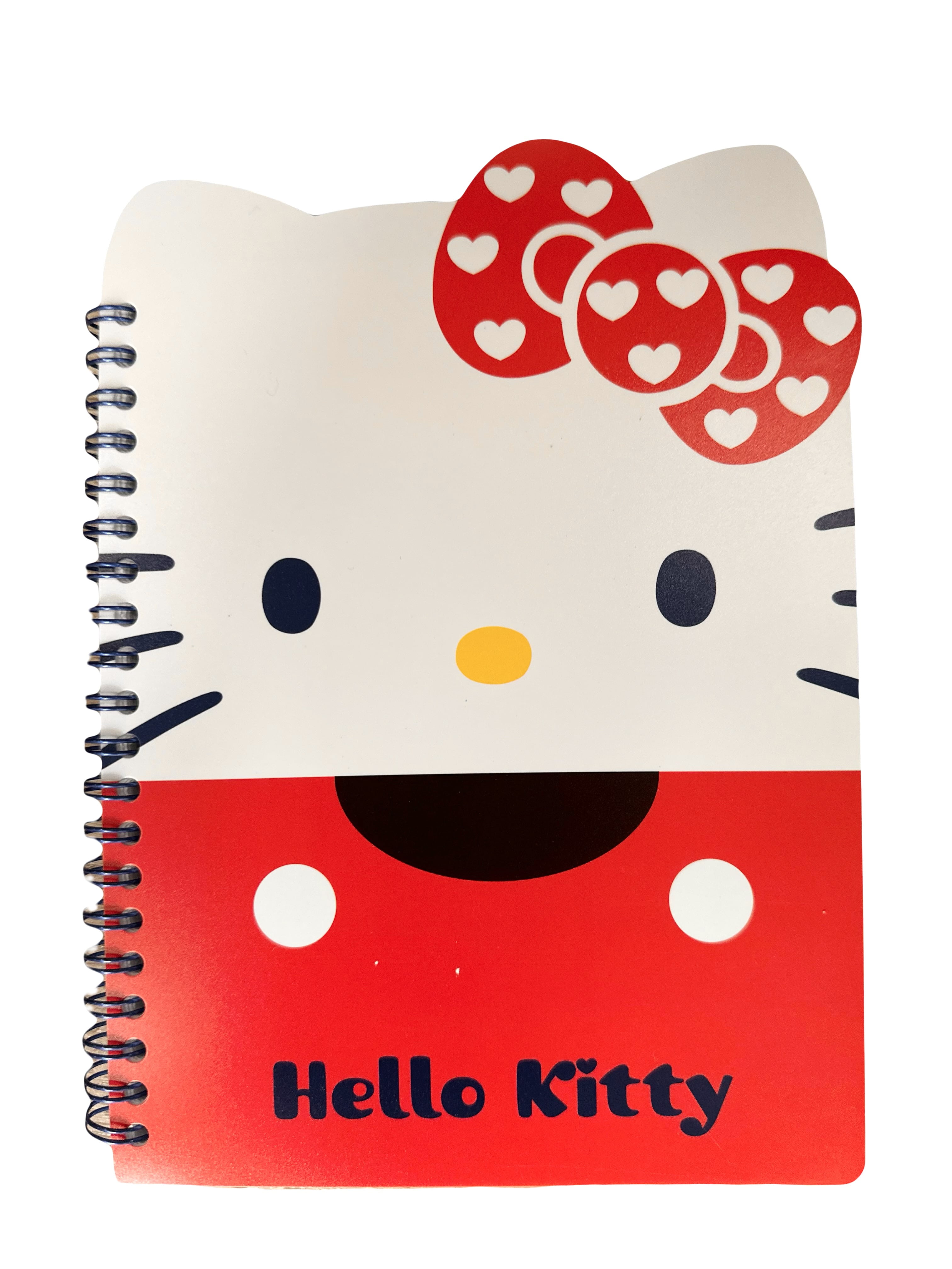 Sanrio Hello Kitty Notebook - White And Red Kitty Face Spiral Notebook ...