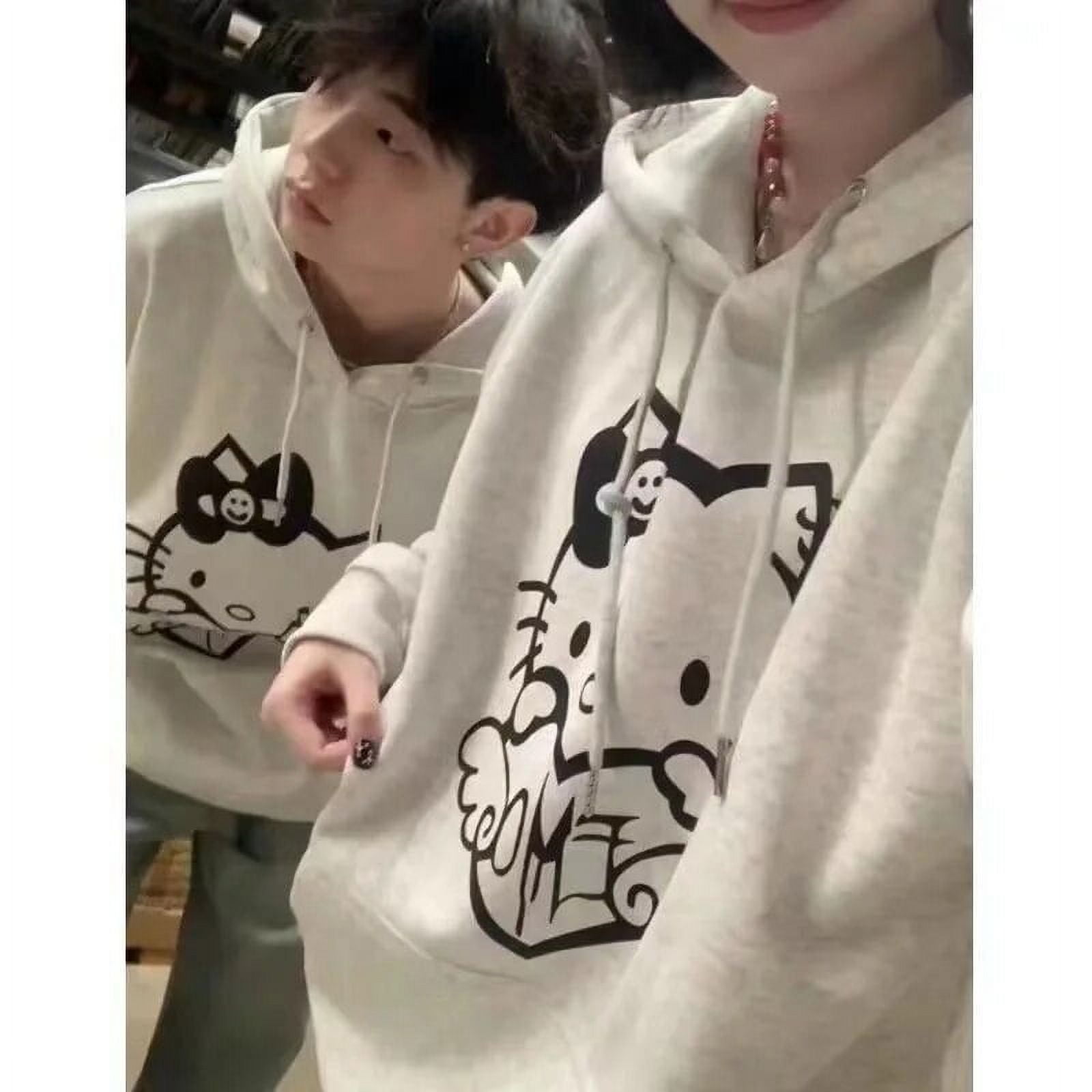 Sanrio Hello Kitty Oversize Hooded Plush Sweater Female Couple Fall ...