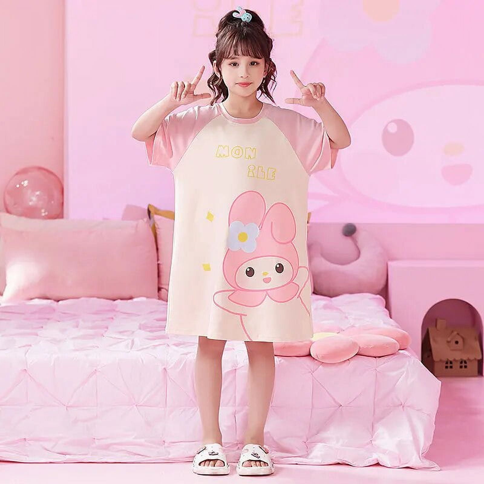 Sanrio Hello Kitty Pajamas Nightdress Cartoon Sleepdress Summer Girl ...