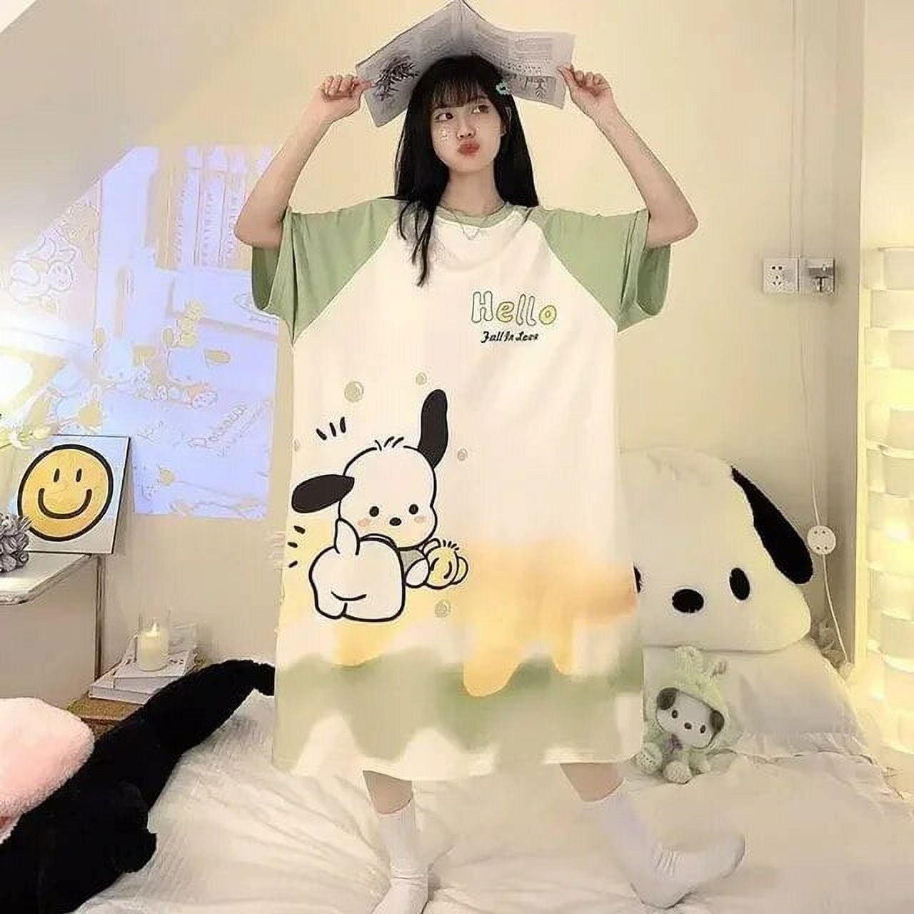 Sanrio Hello Kitty Pajamas Summer Dress Kuromi Cinnamoroll Melody Women ...