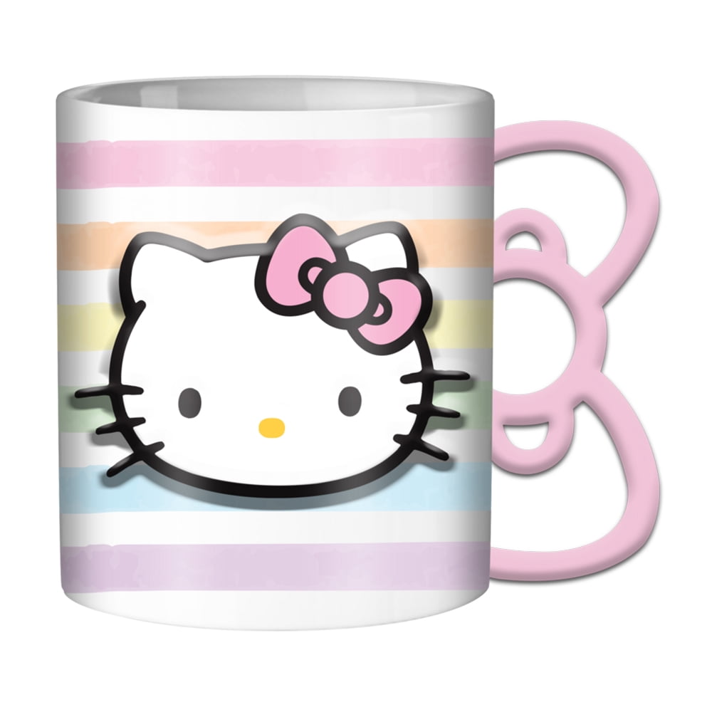 Sanrio Hello Kitty Pastel Embossed 20 Ounces Shaped Handle Ceramic Mug ...