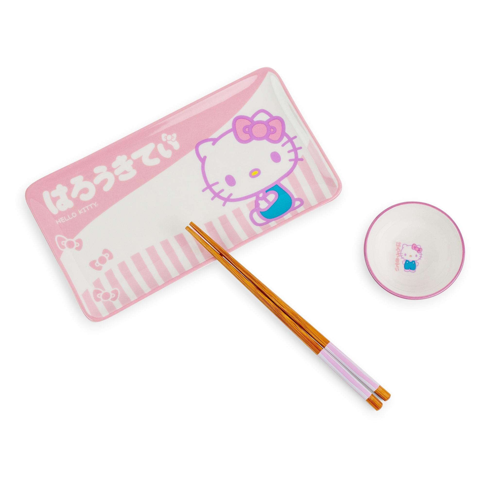 Sanrio Hello Kitty 3-Piece Ceramic Sushi Set - Pink, Includes Sauce ...
