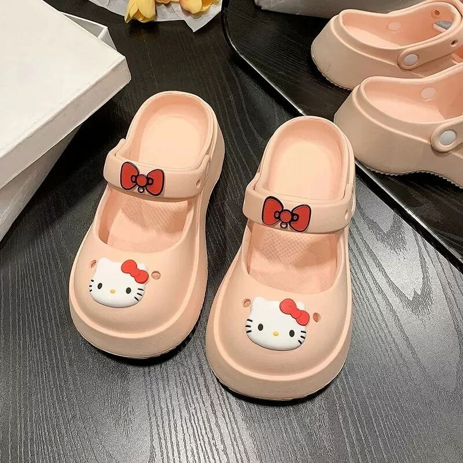 Sanrio Hello Kitty Pink Women Slippers Y2k Casual Thick Sole Summer New ...