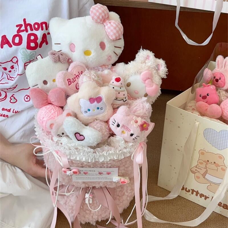 Sanrio Hello Kitty Plush Doll Bouquet Cute Cartoon Doll Flower Room ...