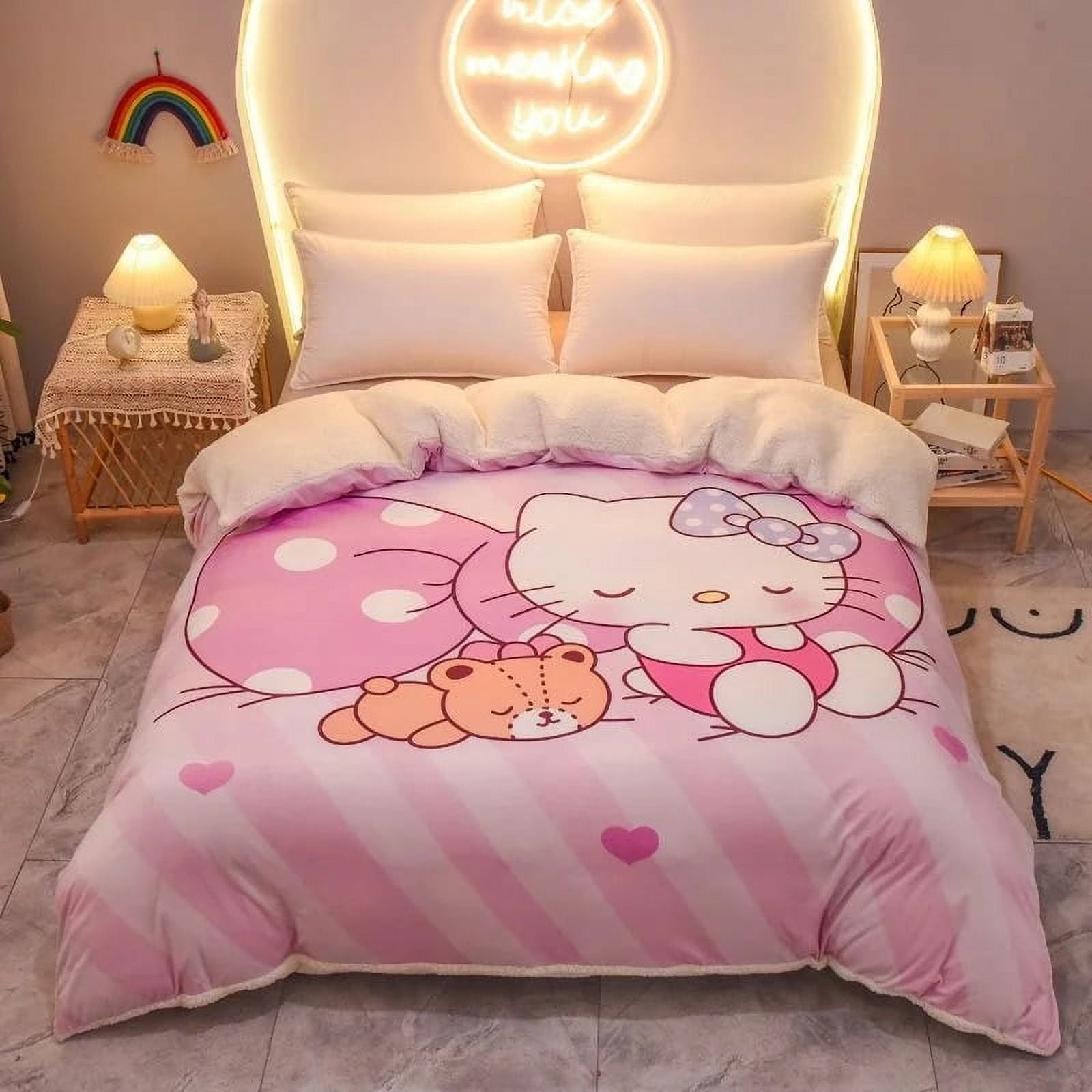 Sanrio Hello Kitty Plush Quilt Cover Winter Covers Cartoon Bedclothes ...
