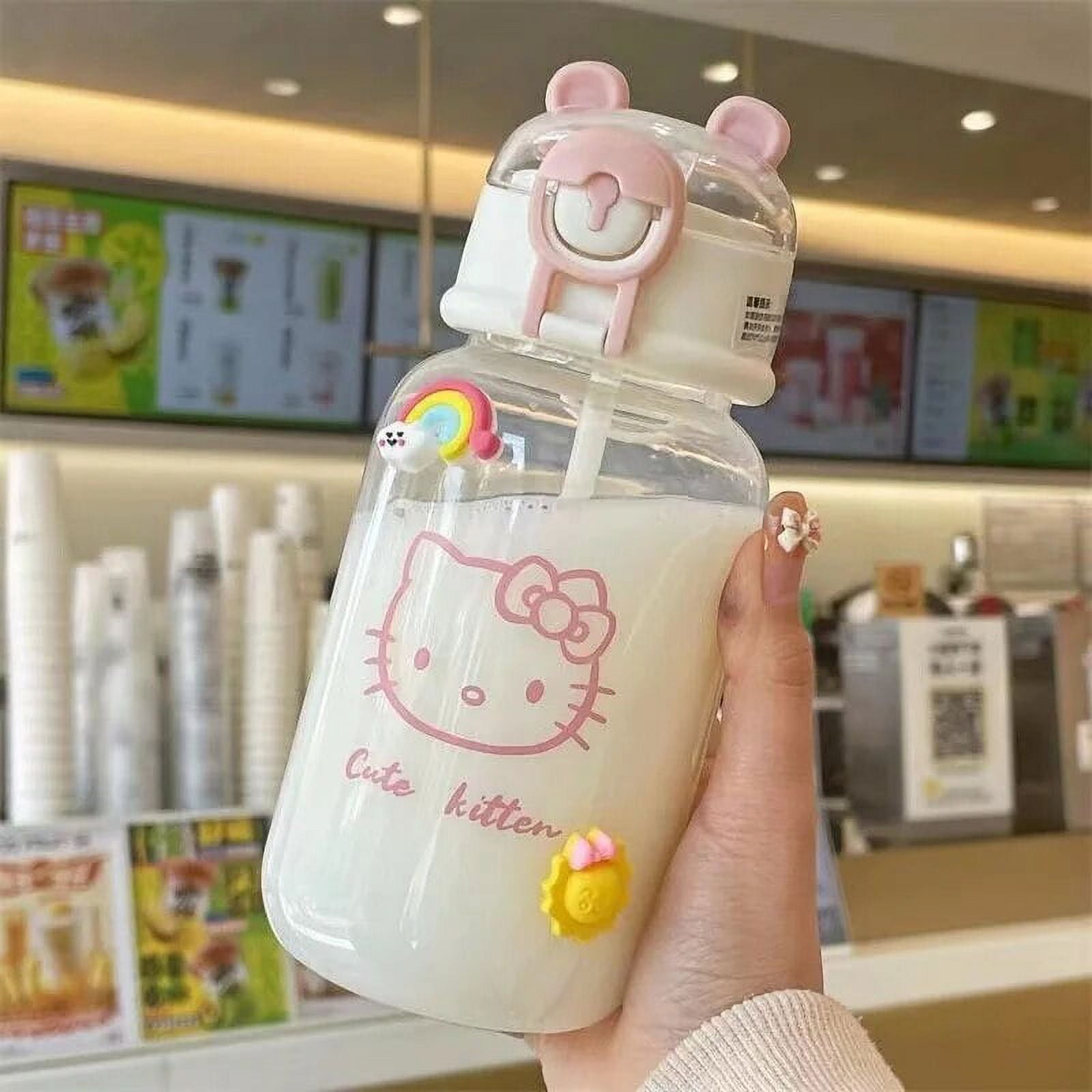 Sanrio Hello Kitty Pochacco Water Bottle 400ML Transparent Straw Water ...