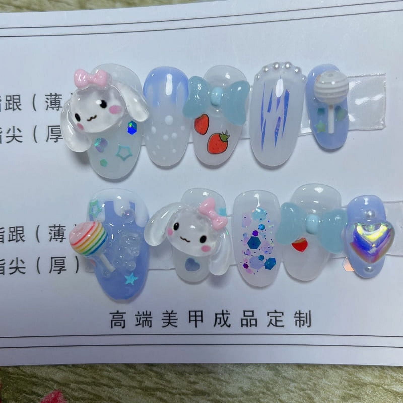 Sanrio Hello Kitty Press-on Nails Cinnamoroll Pompom Purin Hand-painted ...